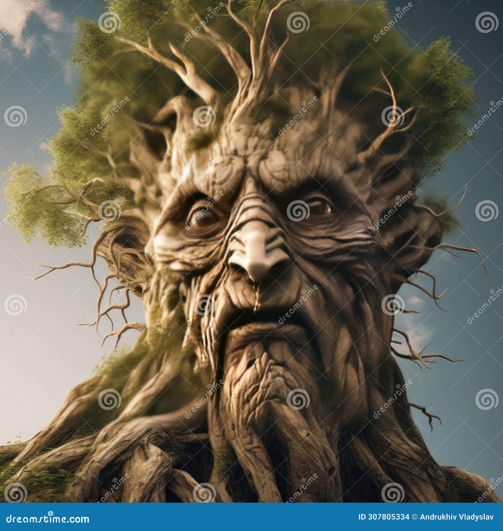 An Ancient Sentient Tree With A Face Stock Photo | CartoonDealer.com ...