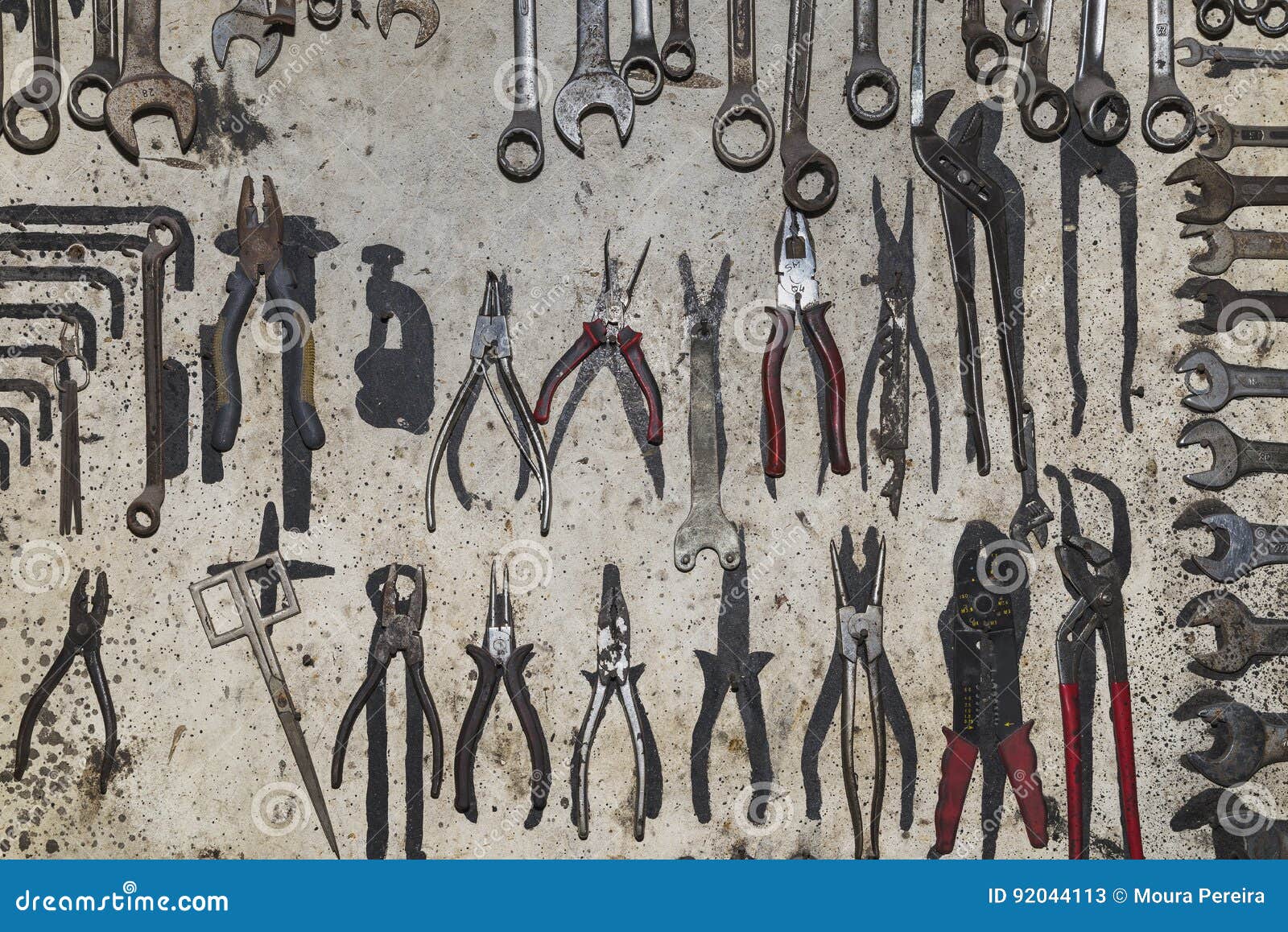 Ancient shelf of pliers stock image. Image of hard, antique - 92044113