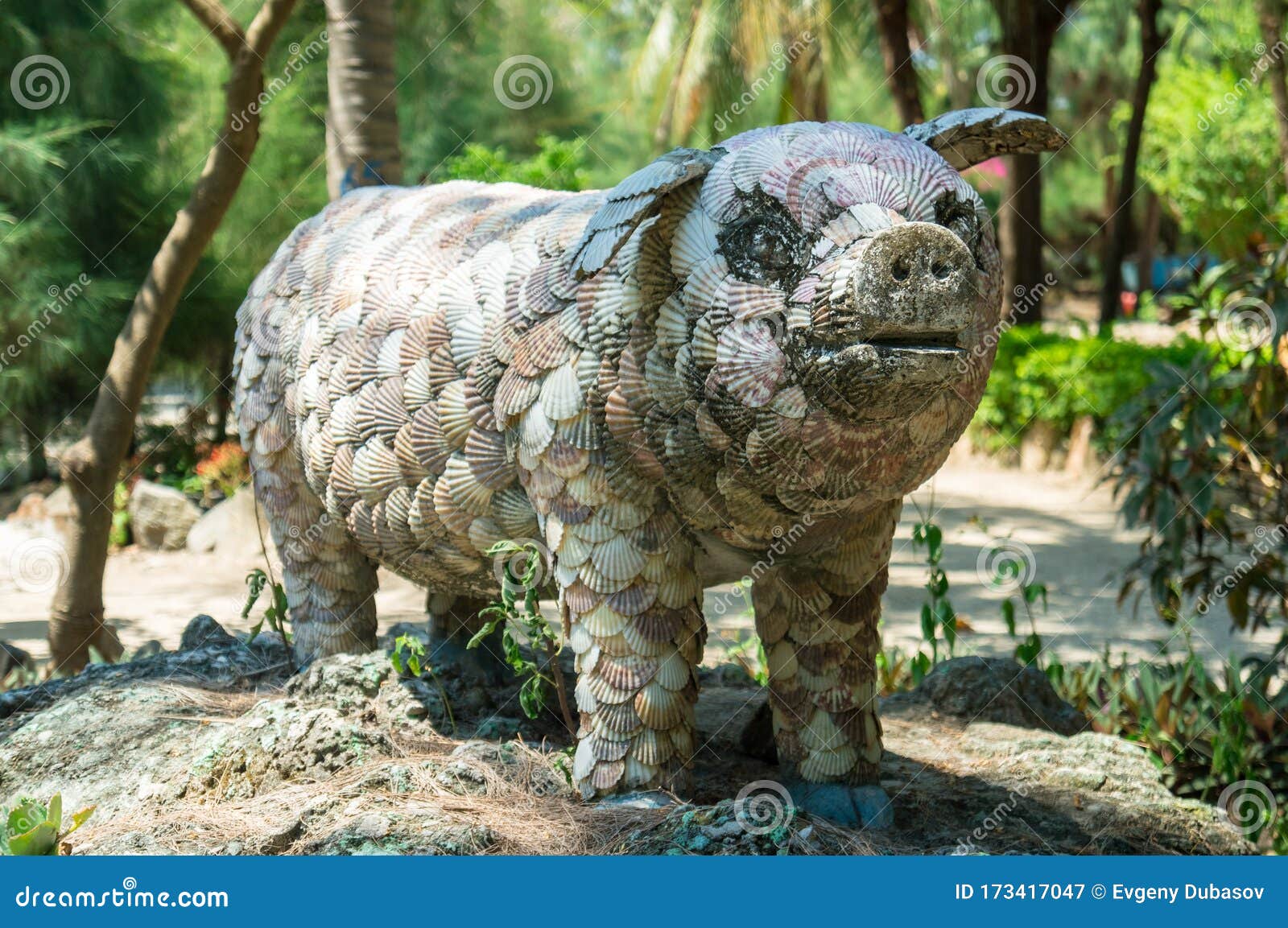 Ancient Shell Pig Statue in the Park Stock Image - Image of beautiful ...