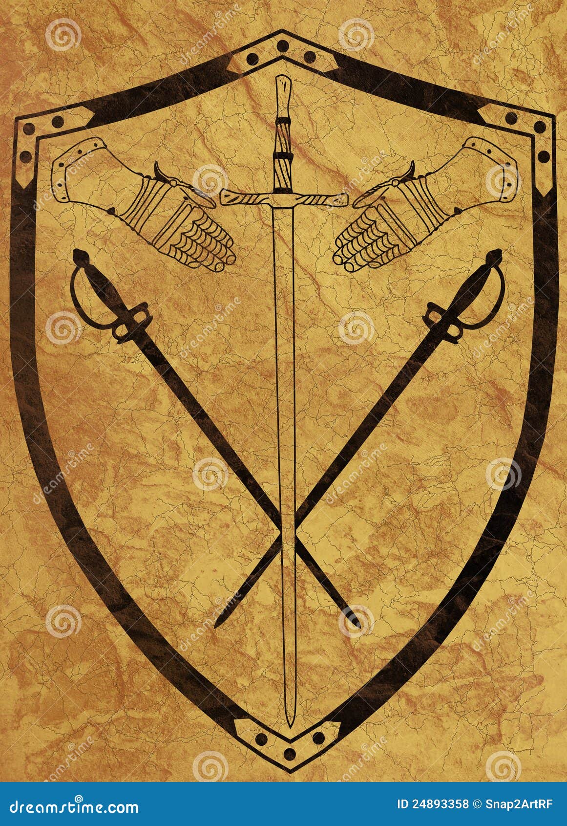 Ancient Shield of Arms on Brown Crackled Surface Stock Photo - Image of ...