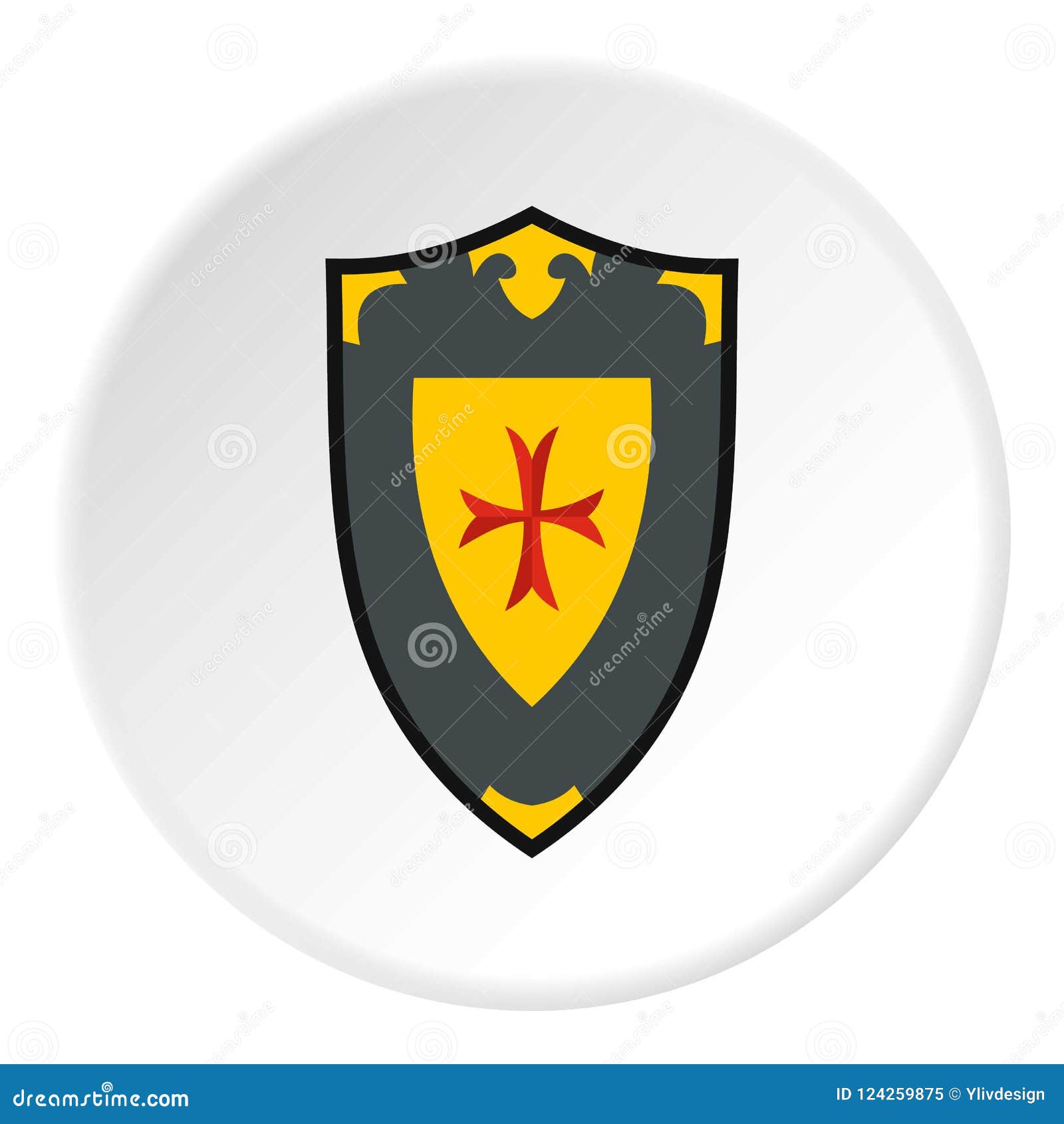 Ancient Shield Icon, Flat Style Stock Illustration - Illustration of ...