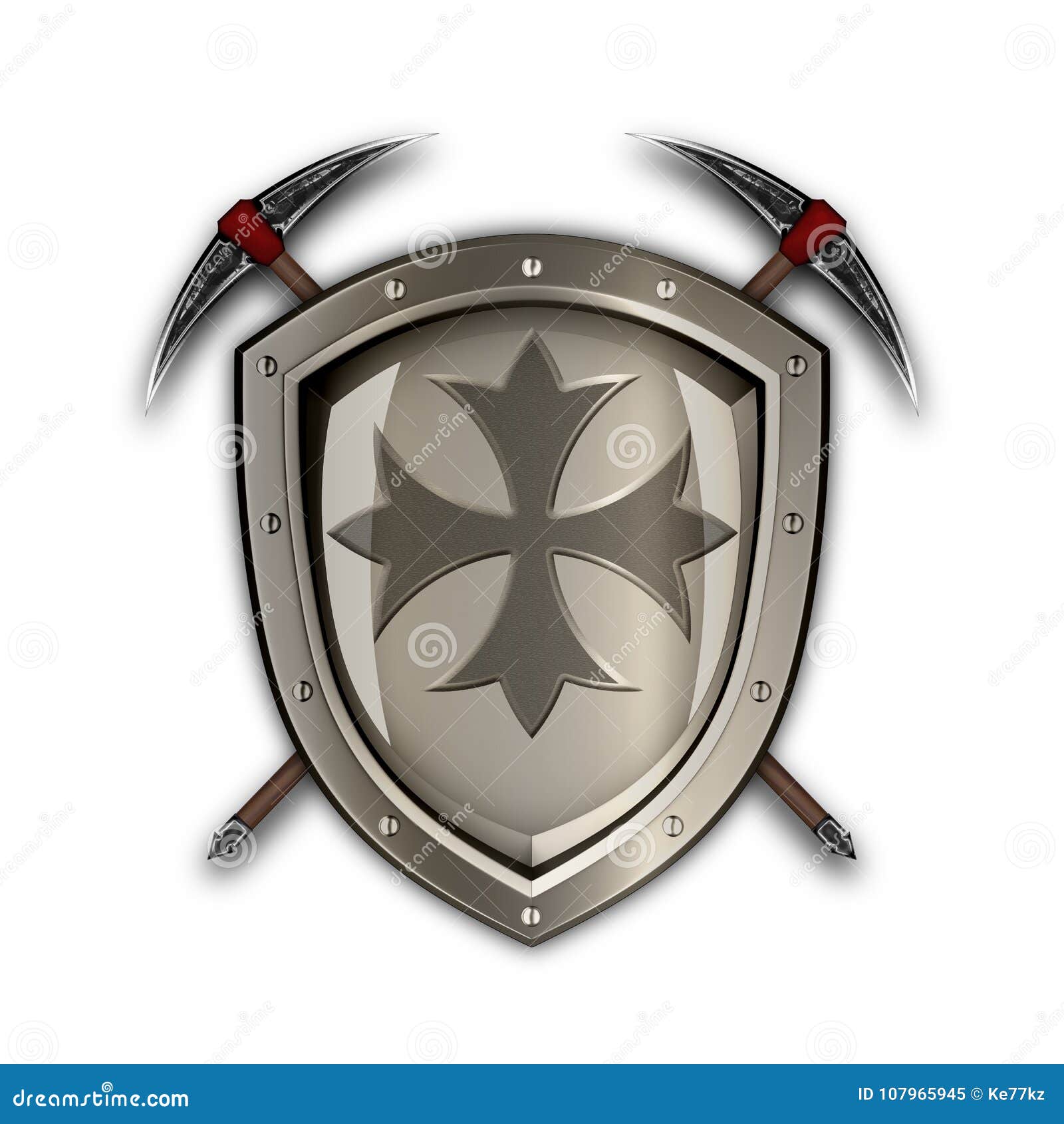 Antique Shield With Two Picks. Stock Illustration - Illustration of ...