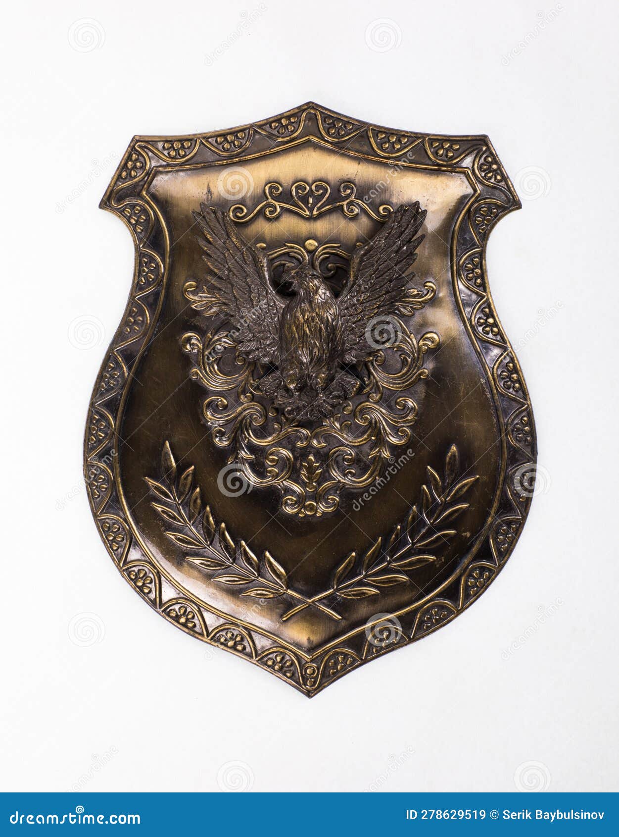 Ancient Shield on White Isolated Background Stock Image - Image of ...