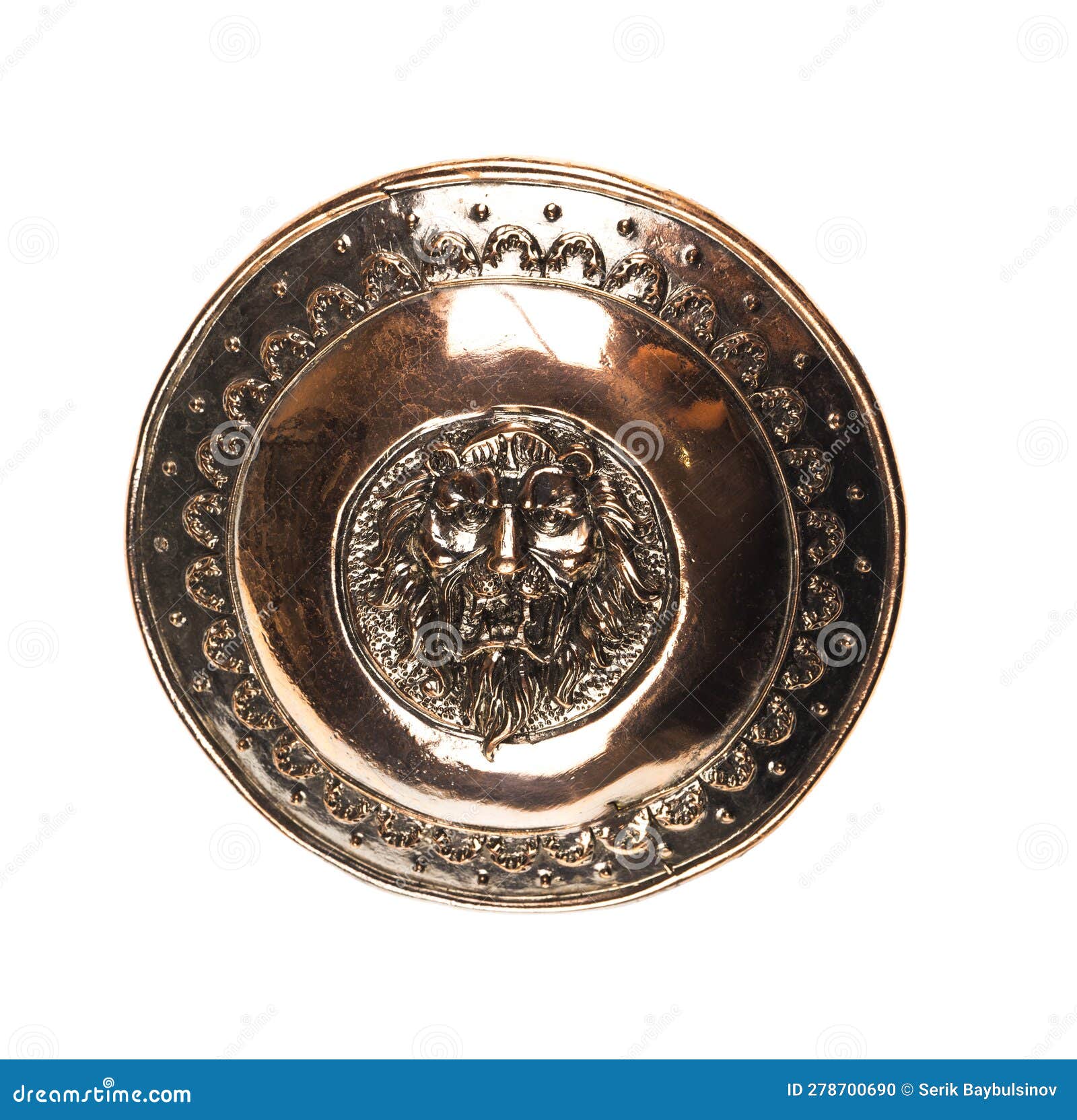 Ancient Shield on White Isolated Background Stock Photo - Image of ...