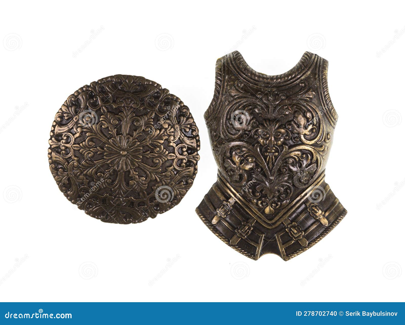 Ancient Shield on White Isolated Background Stock Photo - Image of ...