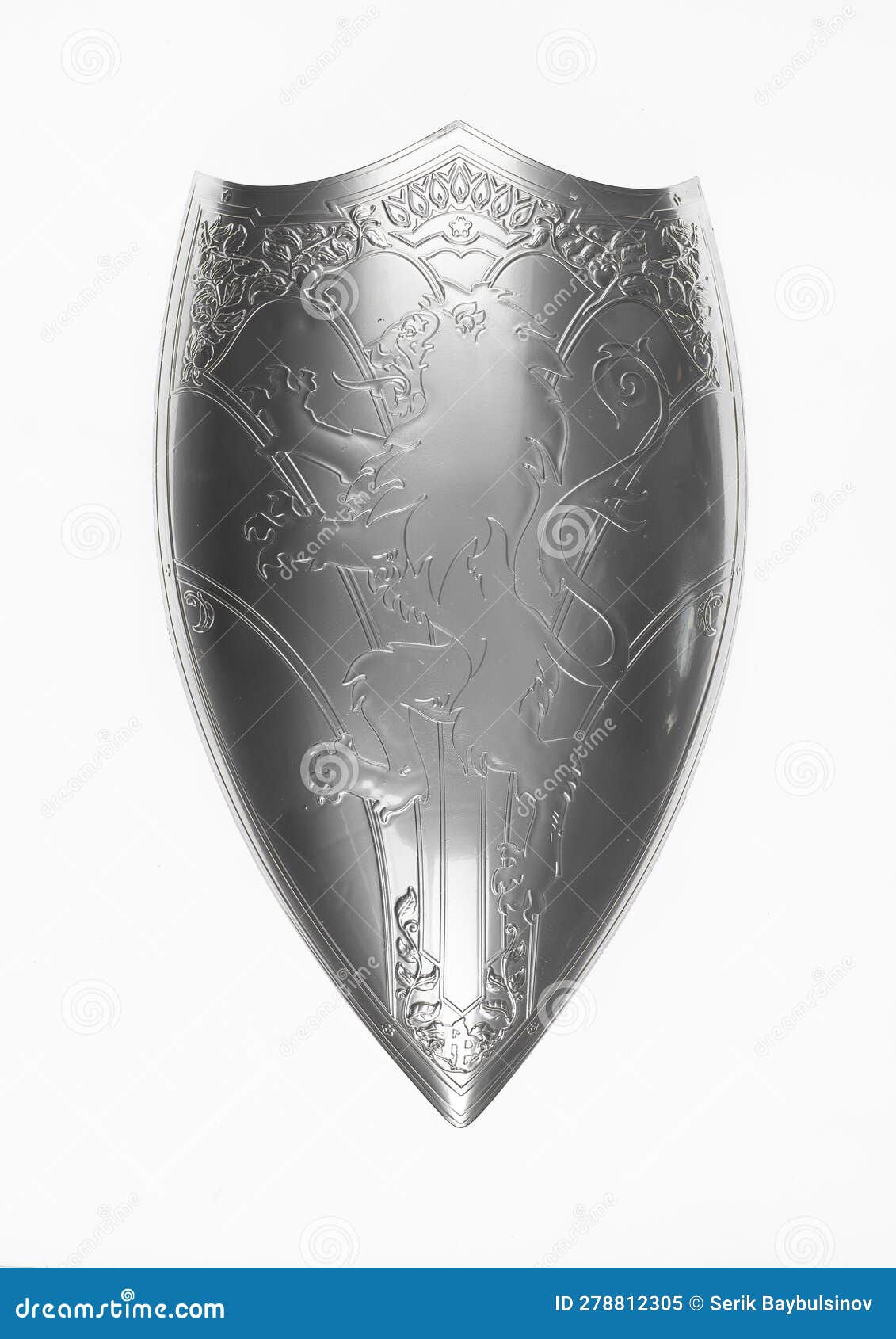 Ancient Shield on White Isolated Background Stock Image - Image of ...
