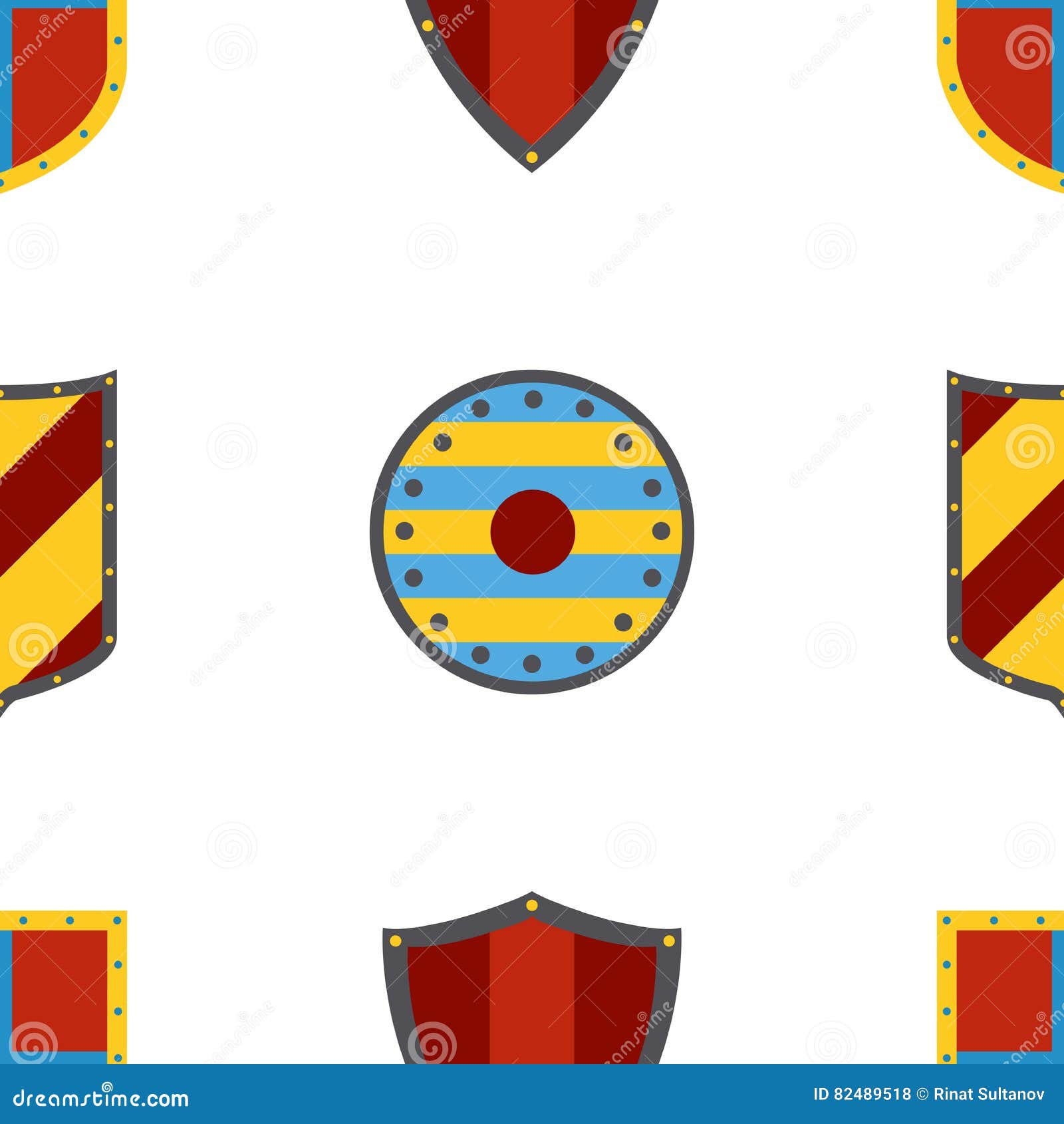 Ancient Shields Pattern. Heraldic Shields in Flat Style. Stock Vector ...