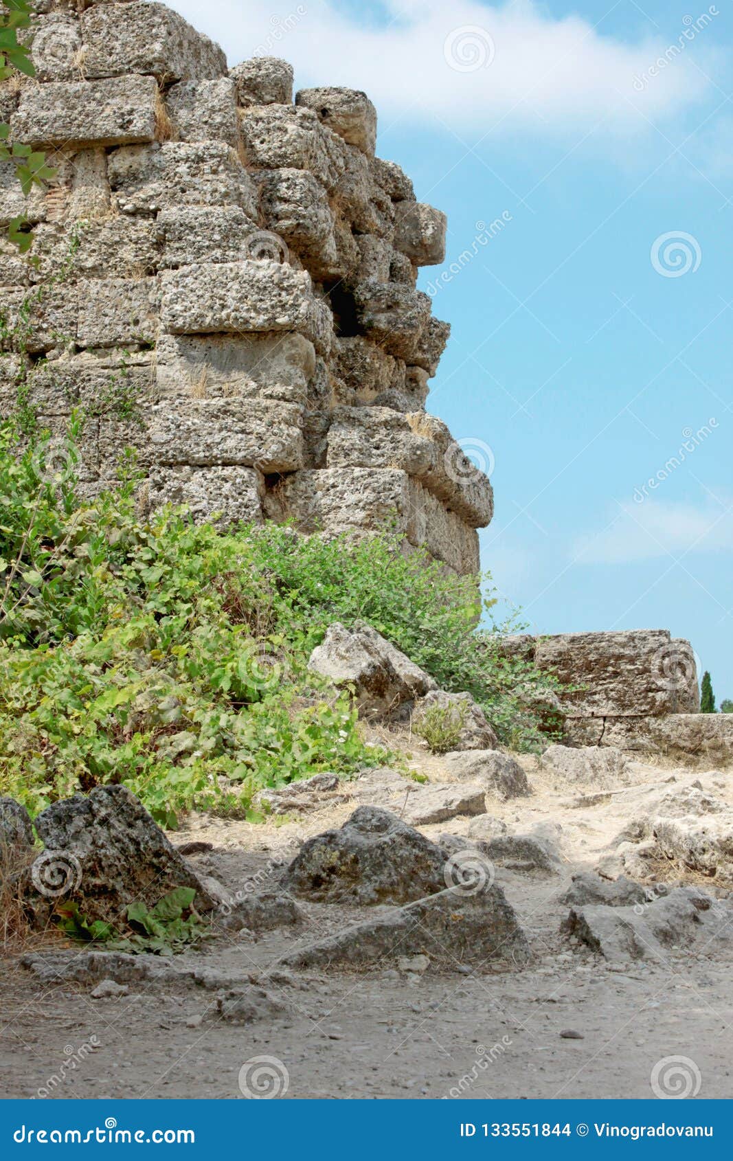Ancient Side. Wall. Landmark. Turkey. Ruins of the Ancient City Stock ...