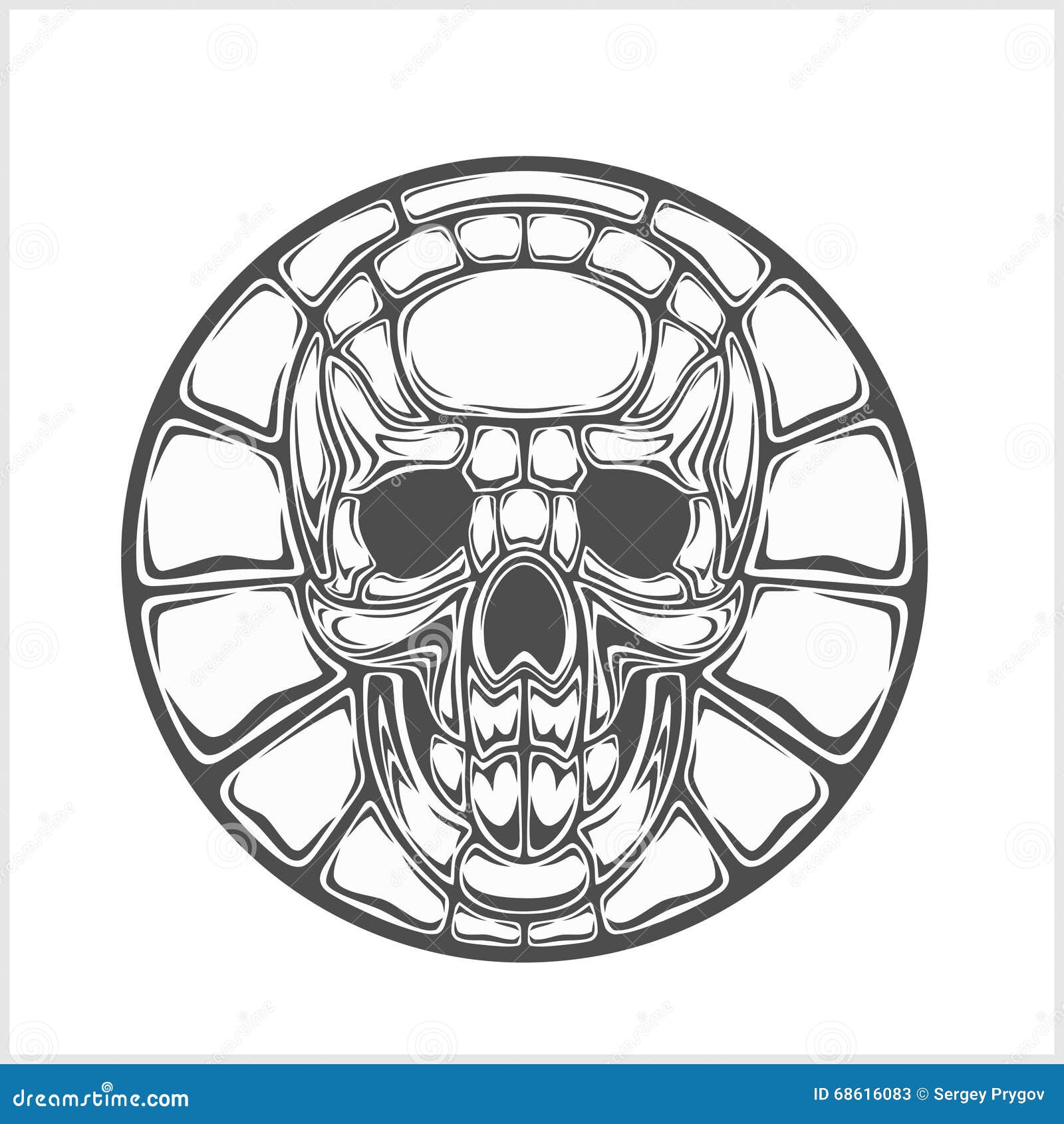 Ancient sign - skull stock vector. Illustration of carnival - 68616083