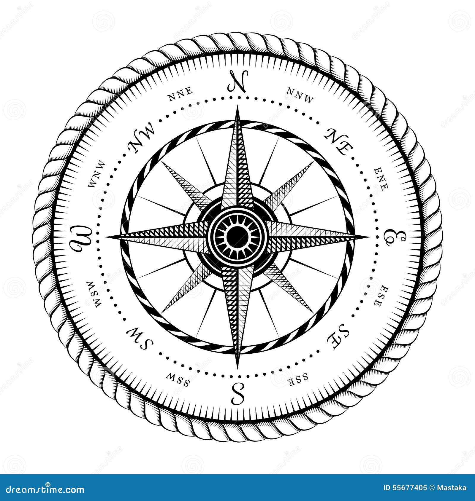 Ancient Sign of Wind Rose Engraving Stylized Stock Vector ...
