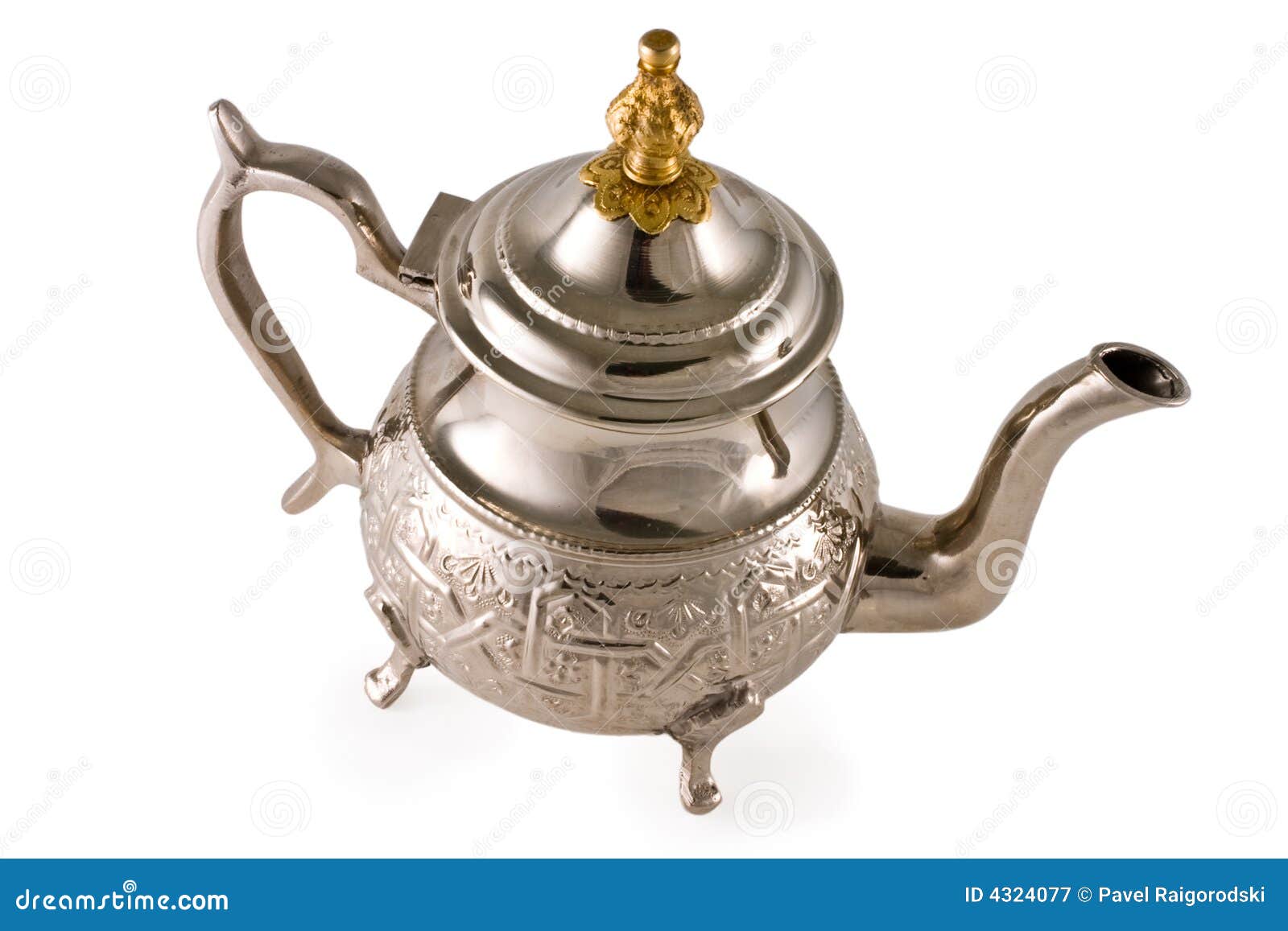 Ancient silver teapot stock image. Image of handle, drink - 4324077