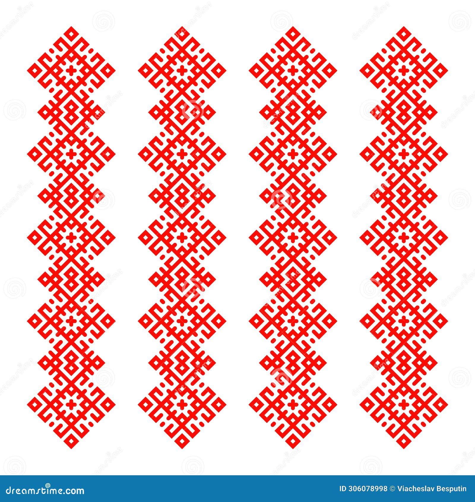 Ancient Slavic Embroidery Pattern. Square Seamless Rhombuses Stock ...