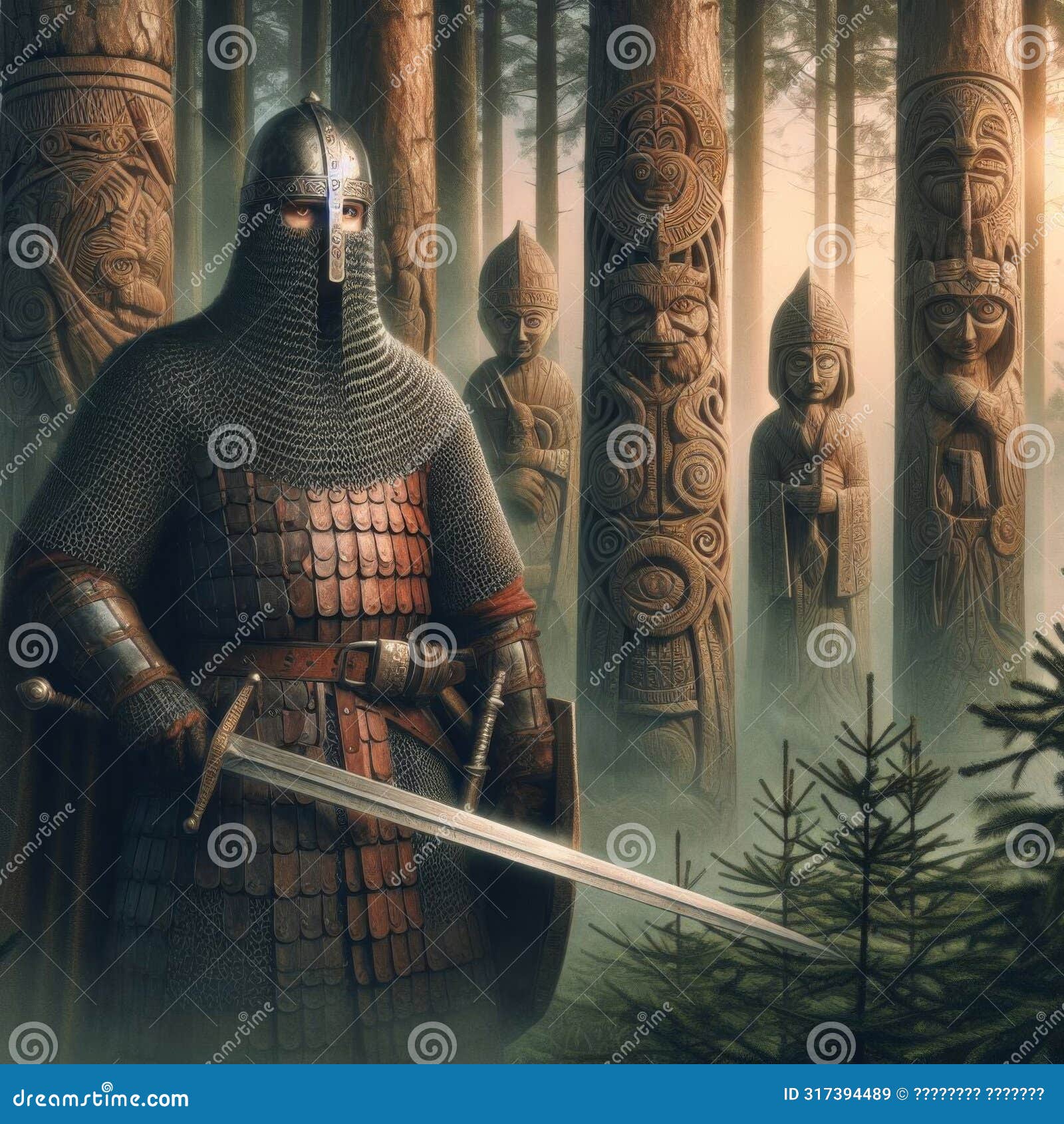 Ancient Slavic Warrior in Armor Stock Illustration - Illustration of ...