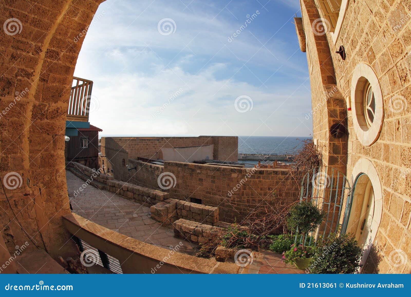 The Ancient Small City Jaffo Stock Image - Image of scene, fisheye ...