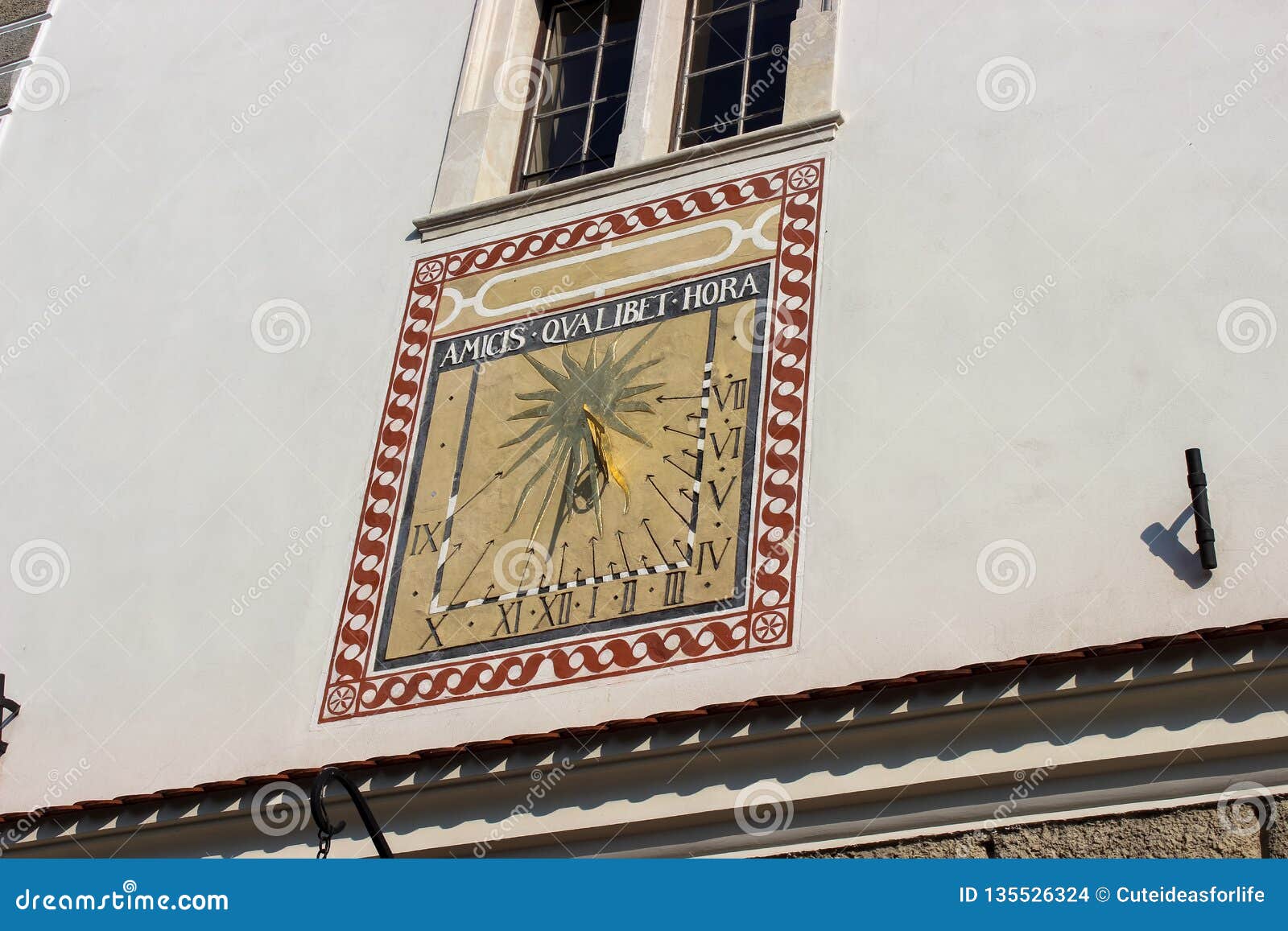 An Ancient Solar Clock on the Wall Stock Photo - Image of sunlight ...
