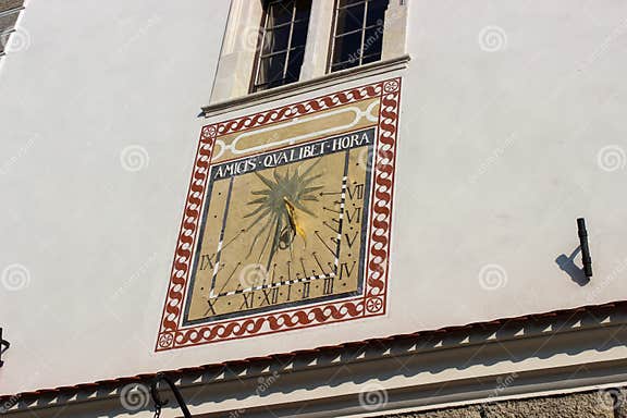 An Ancient Solar Clock on the Wall Stock Photo - Image of sunlight ...