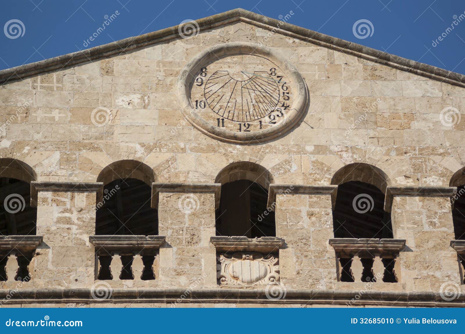 Ancient Solar Clock On The Wall Of A Rural House In Canazei, Italy ...