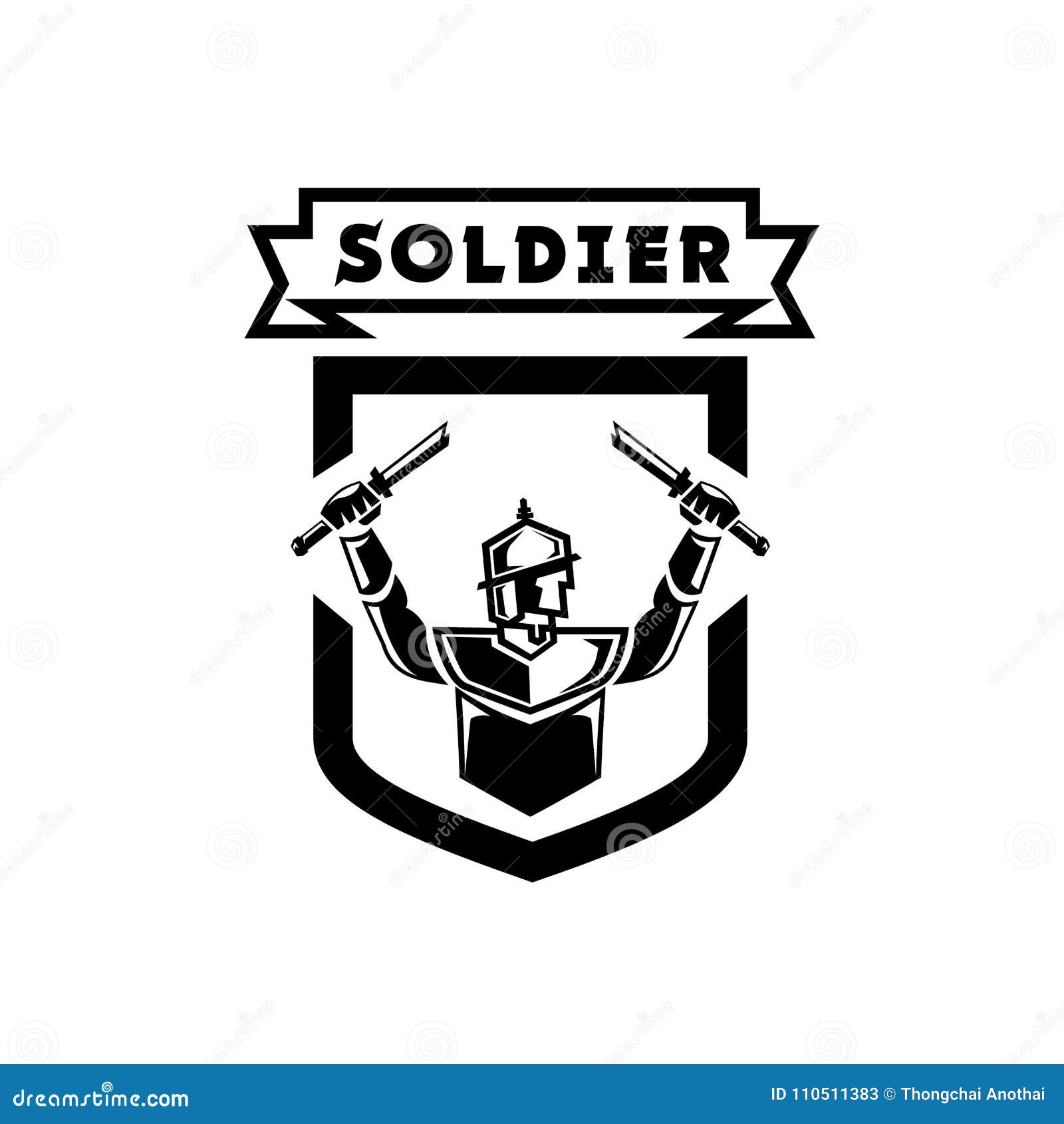 Ancient Soldier Logo with Double Broken Swords Stock Vector ...