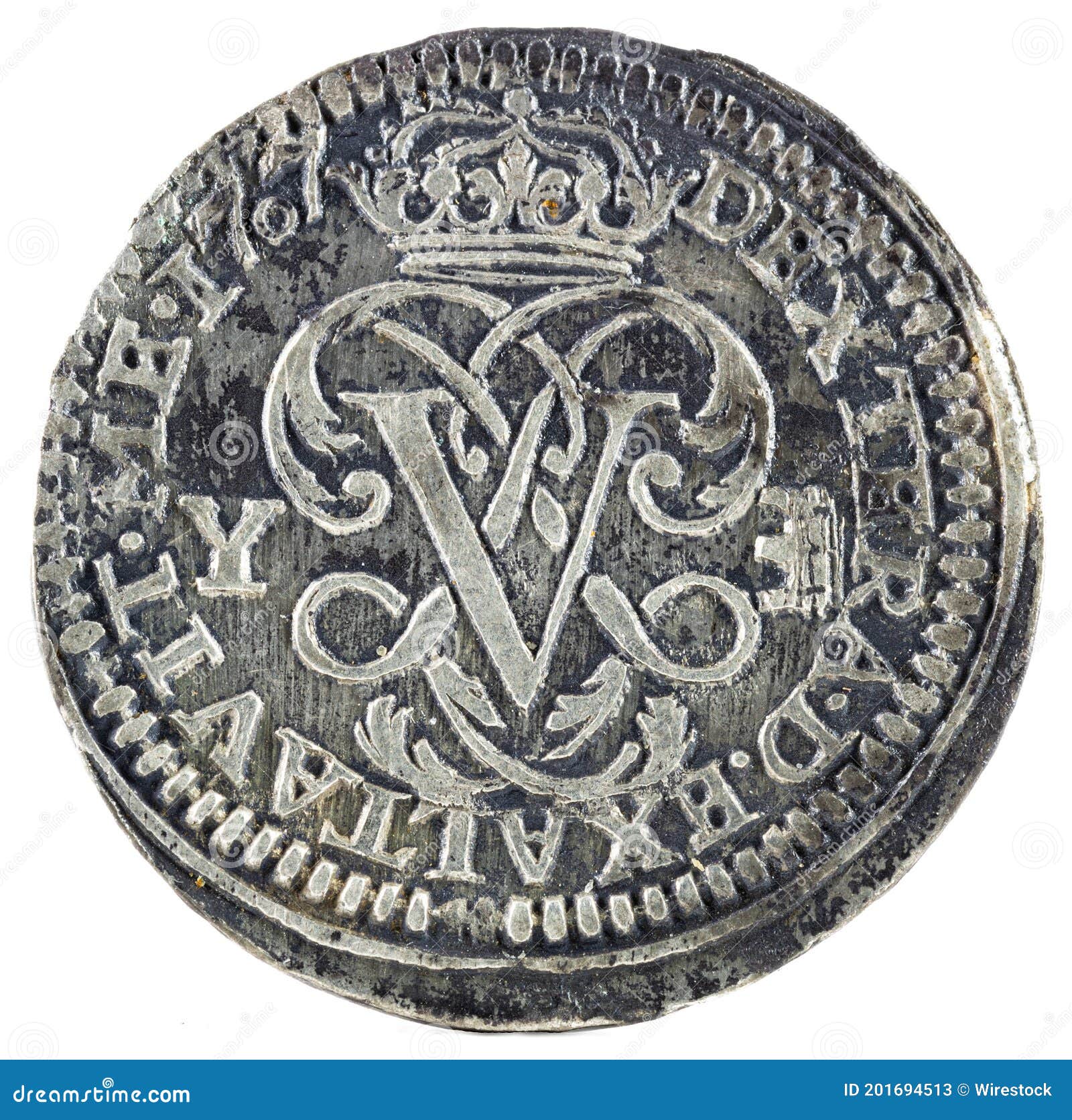 Ancient Spanish Silver Coin of King Felipe V Stock Image - Image of ...