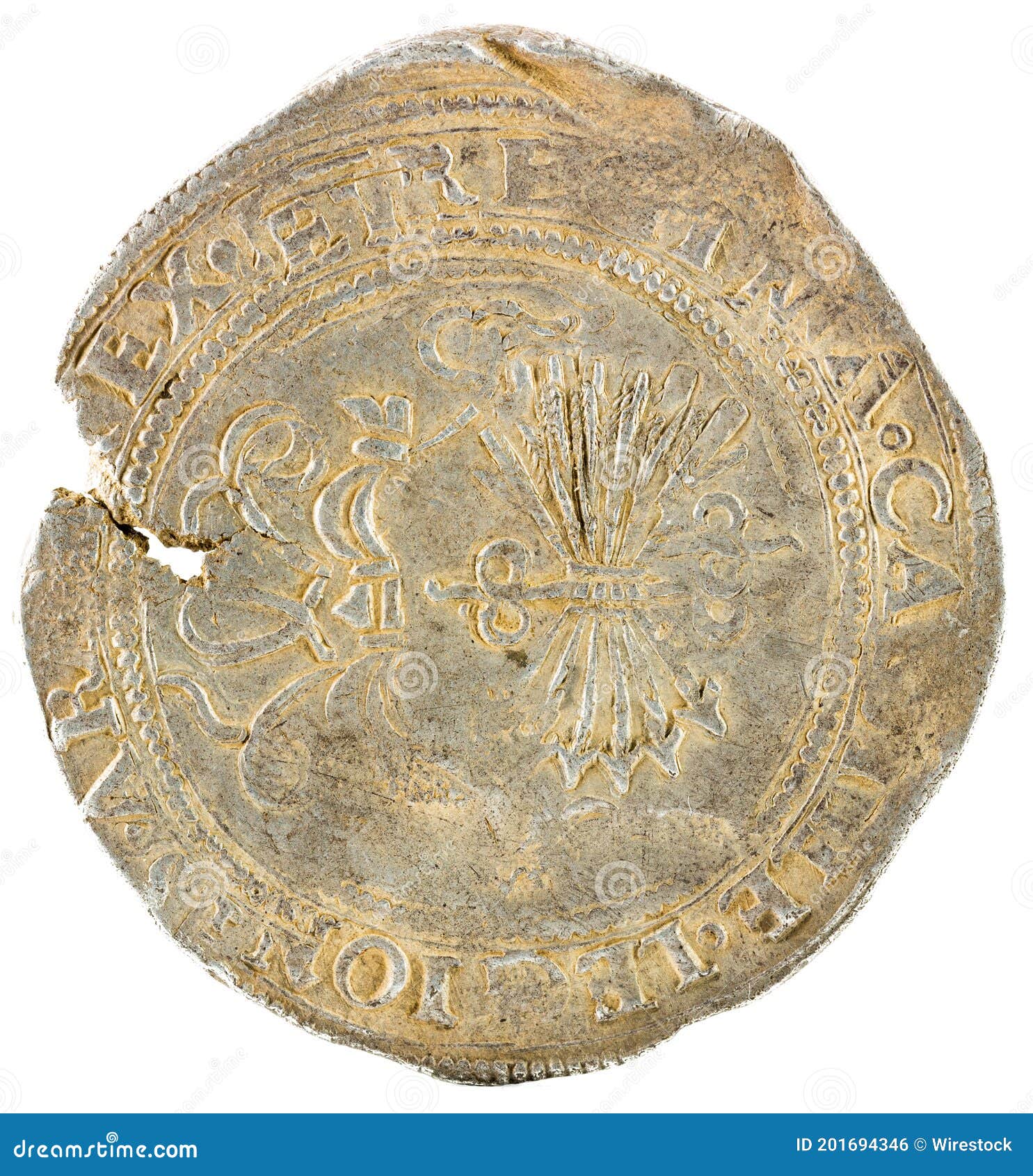 Ancient Spanish Silver Coin of the Kings Fernando E Isabel Stock Photo ...