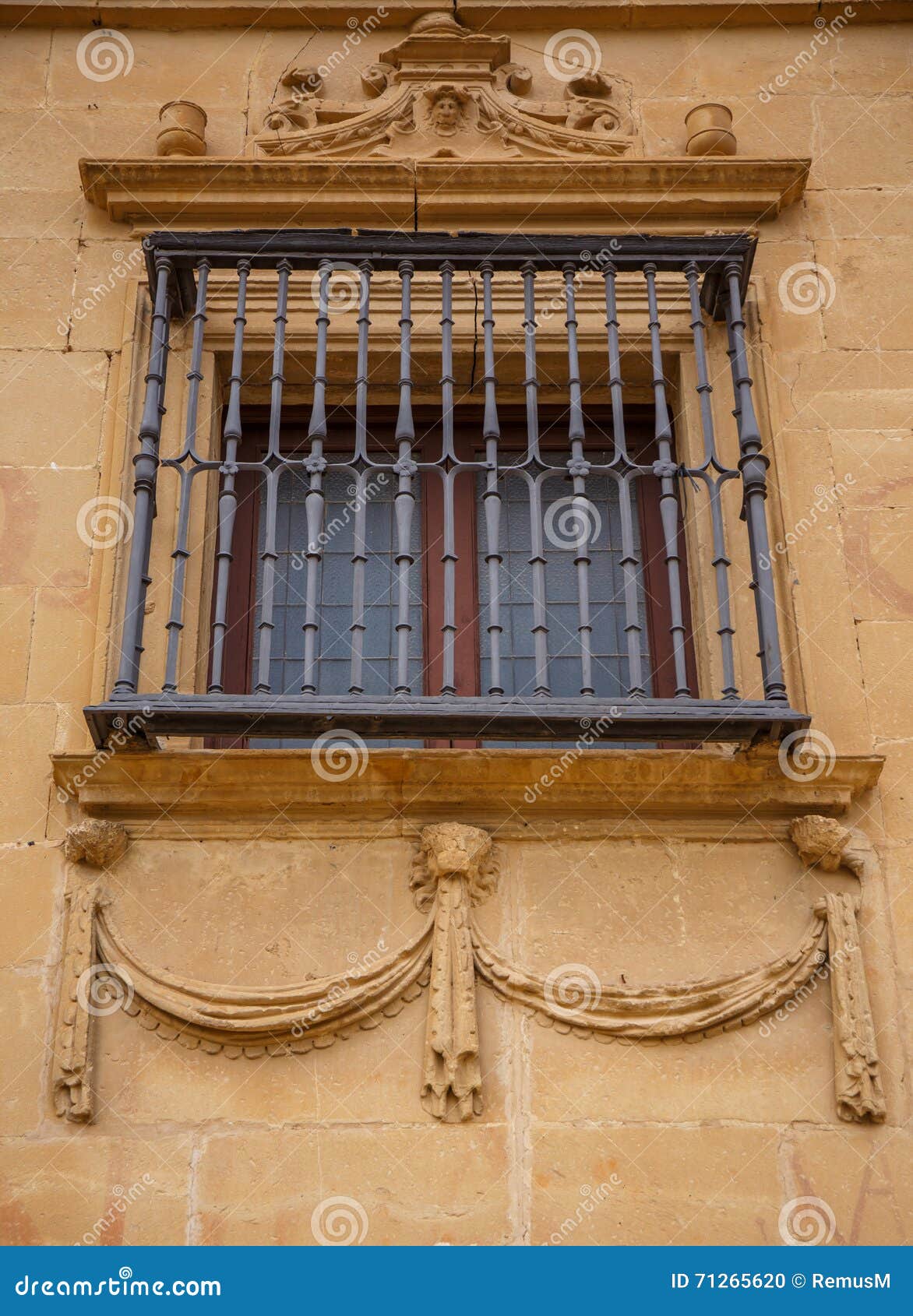 Ancient Spanish window. stock photo. Image of stone, window - 71265620