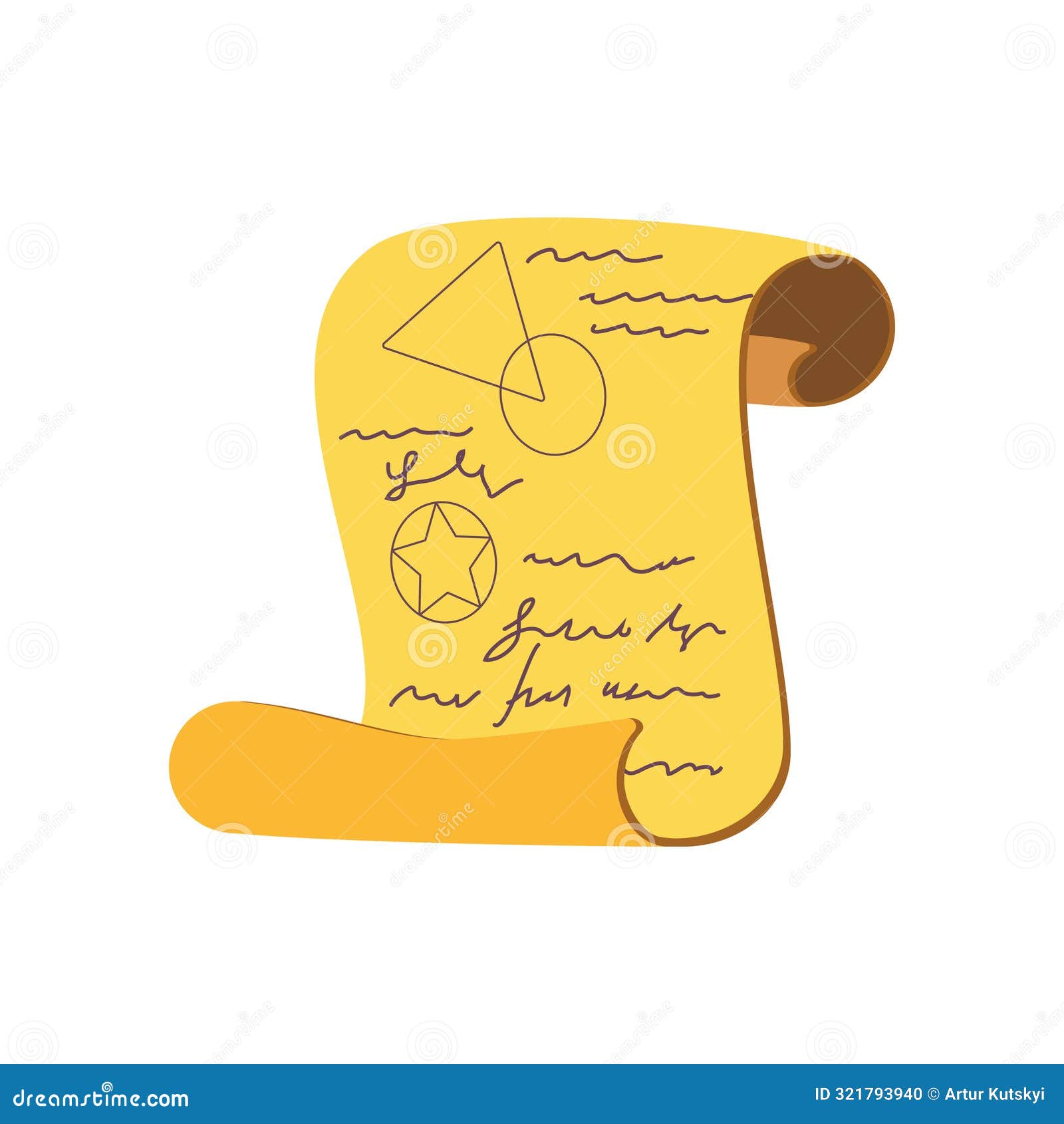 Ancient Spell Scroll, Old Papyrus Sheet With Handwritten Text And ...