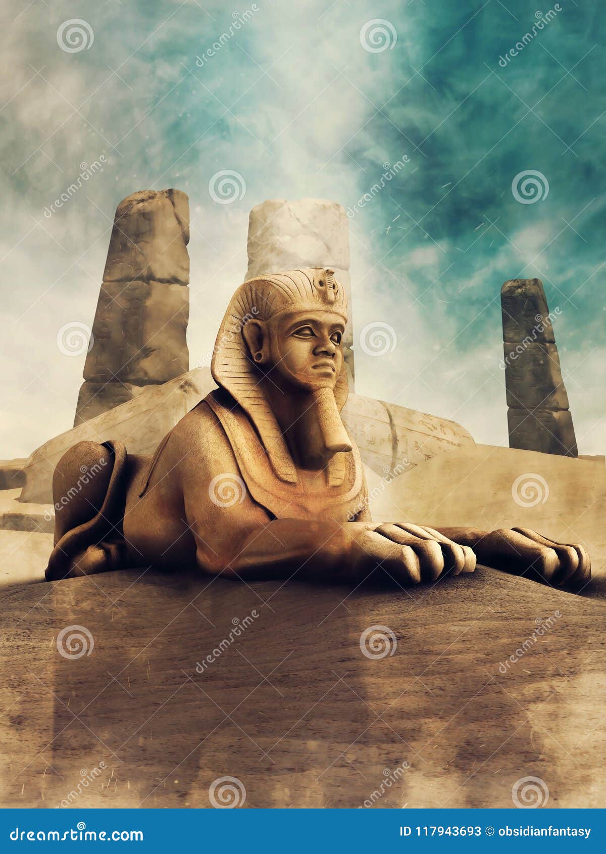 Ancient Sphinx in the Desert Stock Illustration - Illustration of egypt ...