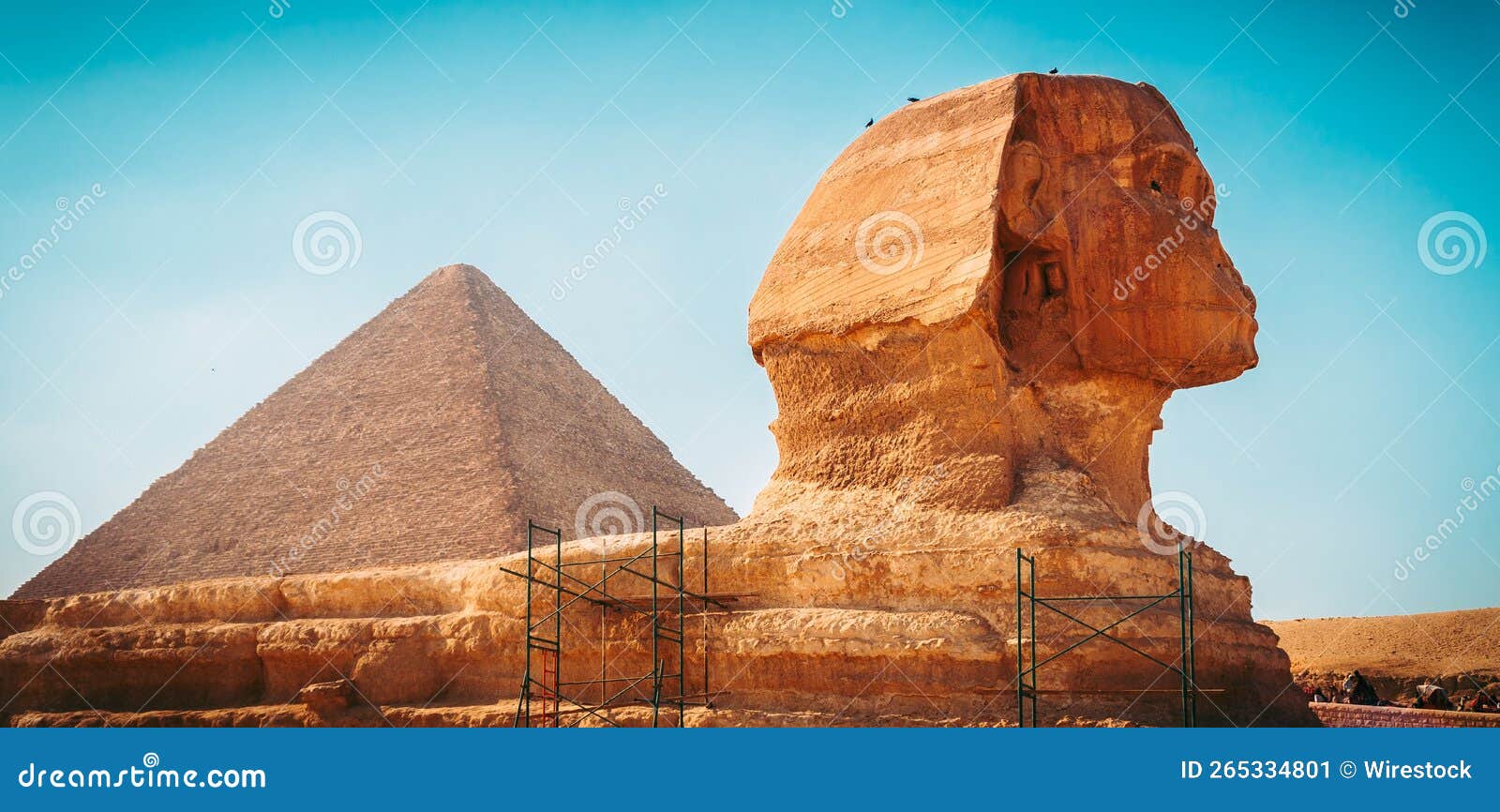 Ancient Sphinx and the Great Pyramid of Giza in Egypt. Stock Image ...