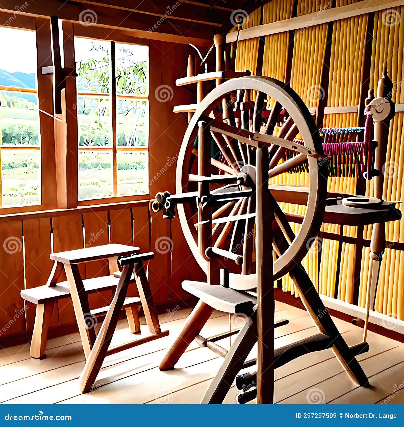 Ancient Spinning Wheel , AI-generatet Stock Image - Image of goods ...