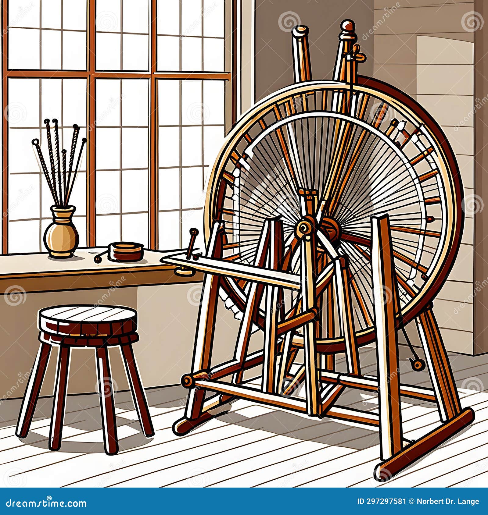 Ancient Spinning Wheel , AI-generatet Stock Illustration - Illustration ...