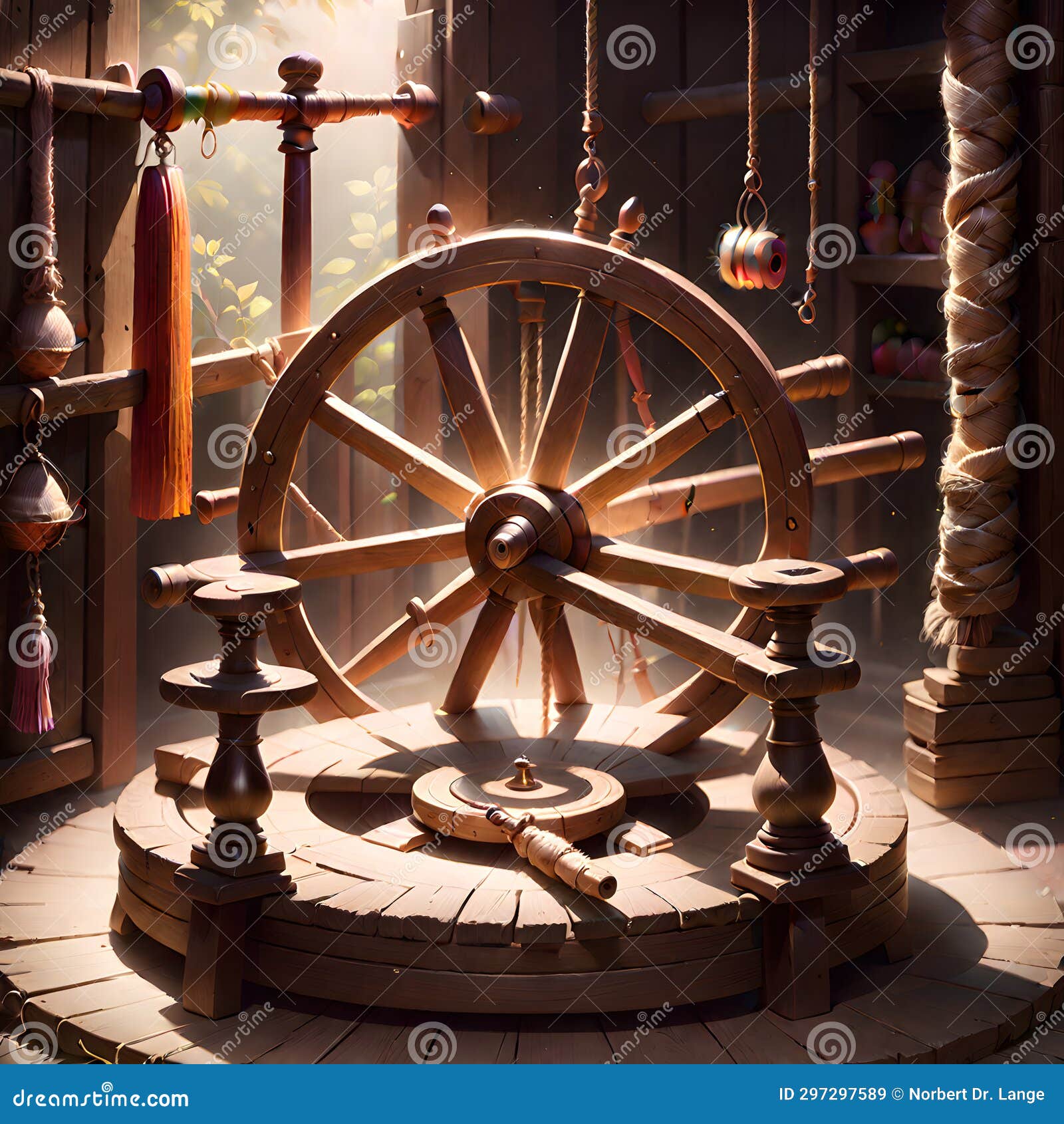 Ancient Spinning Wheel , AI-generatet Stock Image - Image of textiles ...