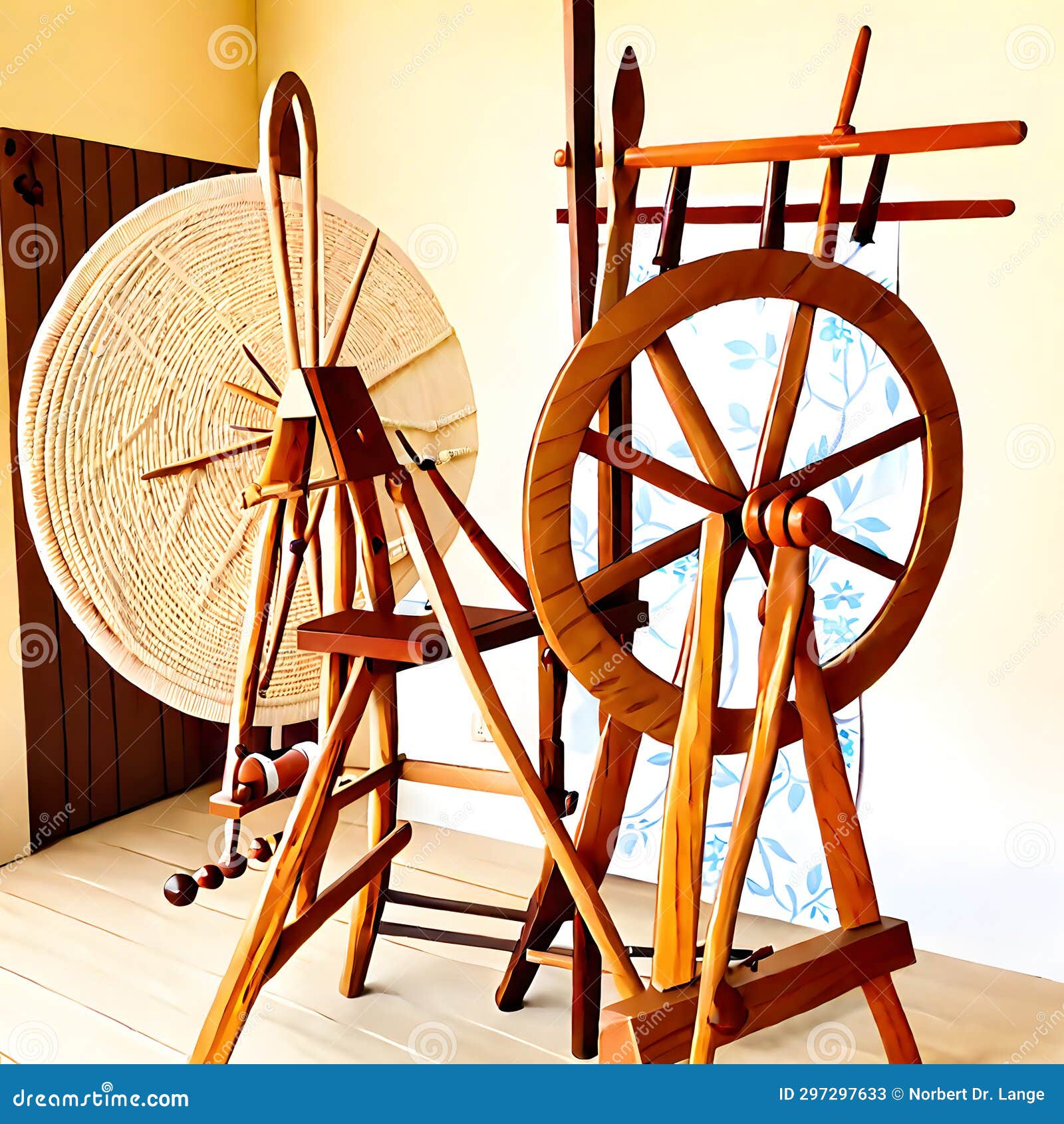 Ancient Spinning Wheel , AI-generatet Stock Image - Image of yarn, wool ...