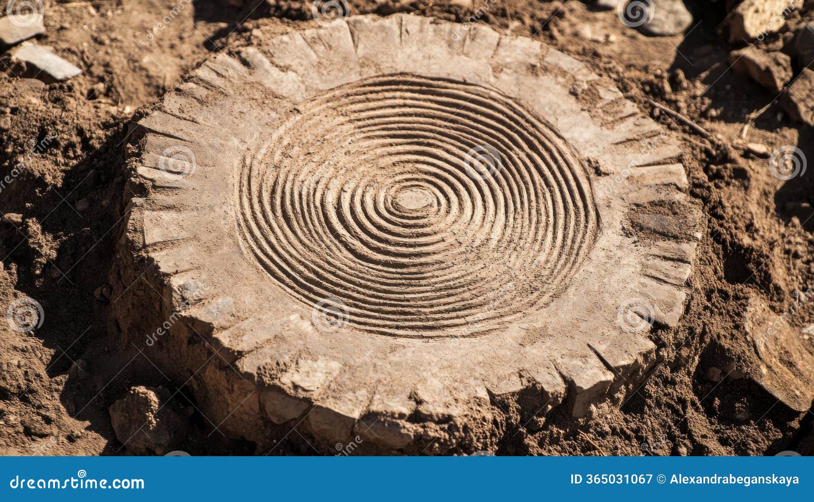 Ancient Spiral Pattern On Stone In Archeological Excavation Site ...