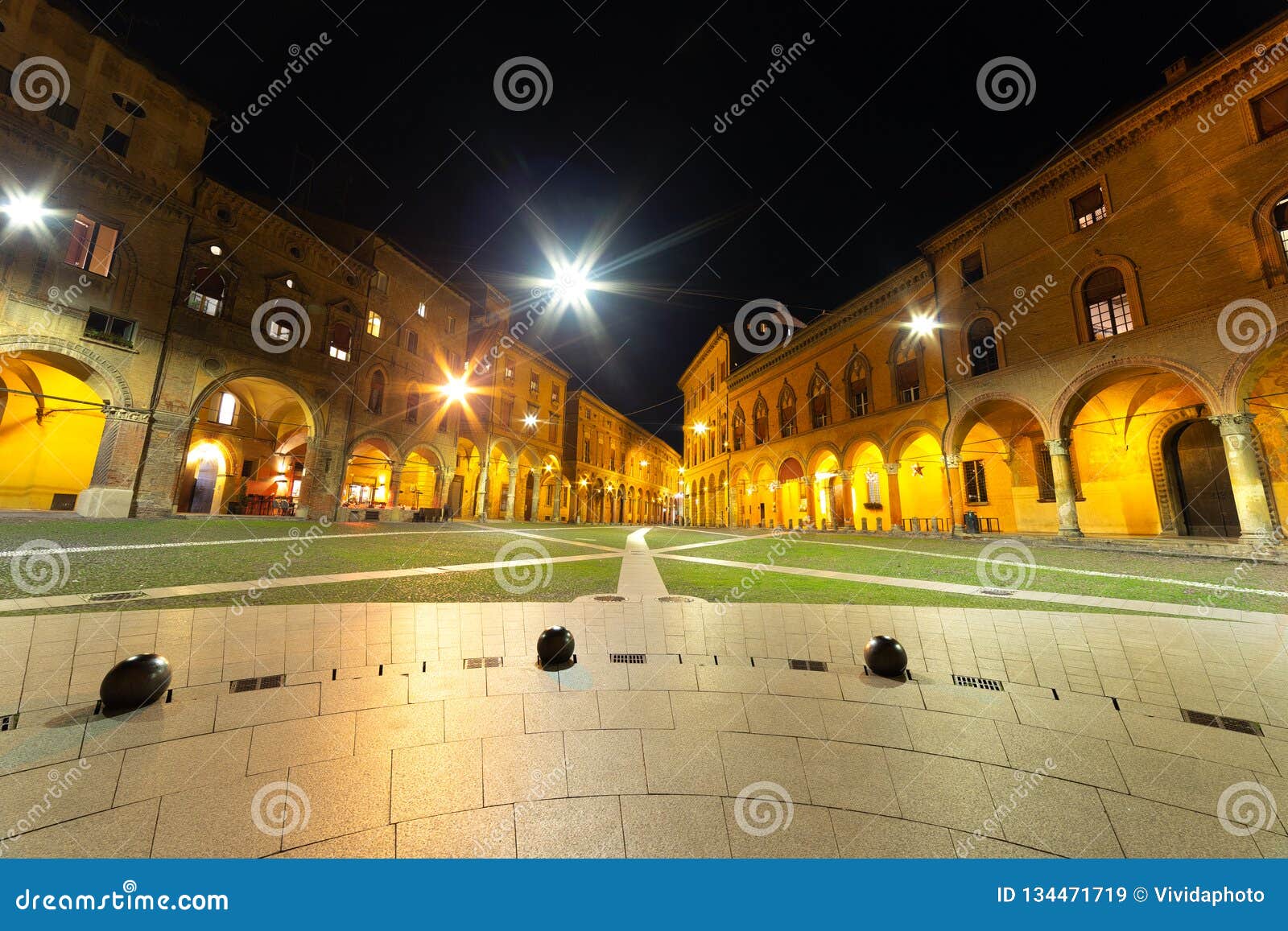 Ancient square in Bologna stock image. Image of stefano - 134471719