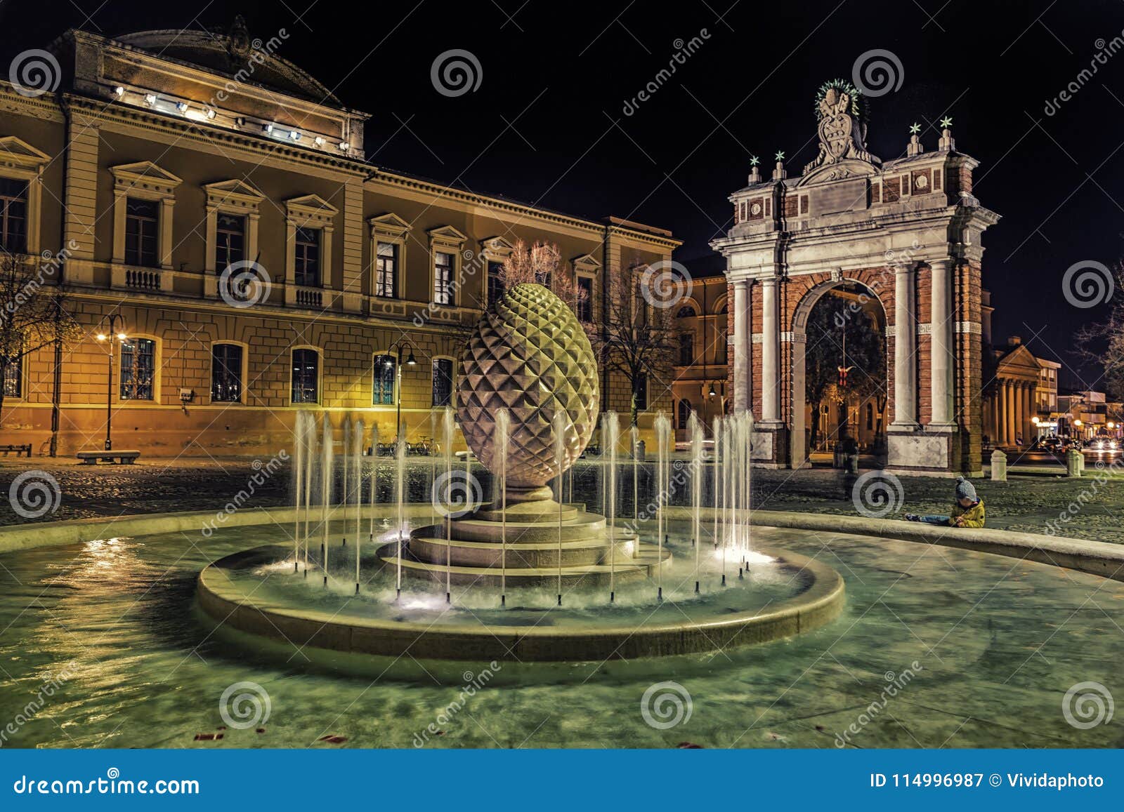 Ancient square at night stock image. Image of romagna - 114996987