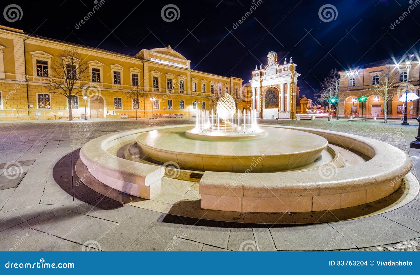 Ancient square at night stock photo. Image of fountain - 83763204