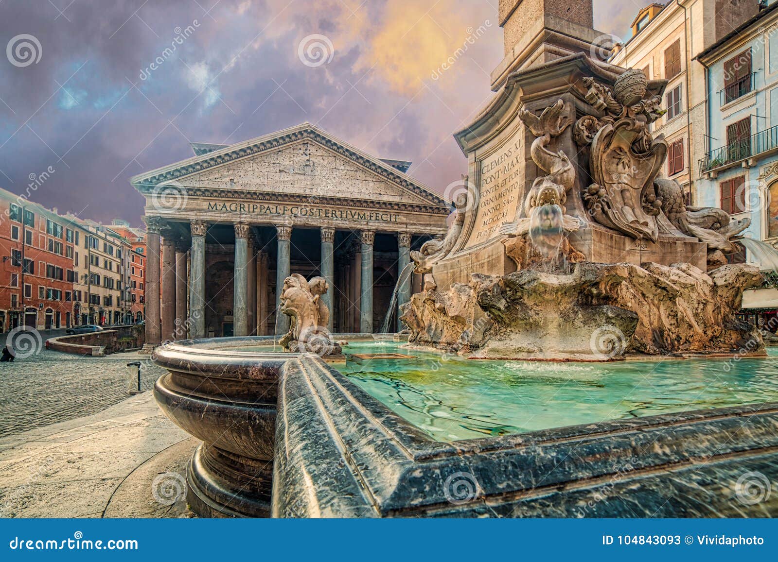 Ancient square of Rome stock image. Image of road, italian - 104843093