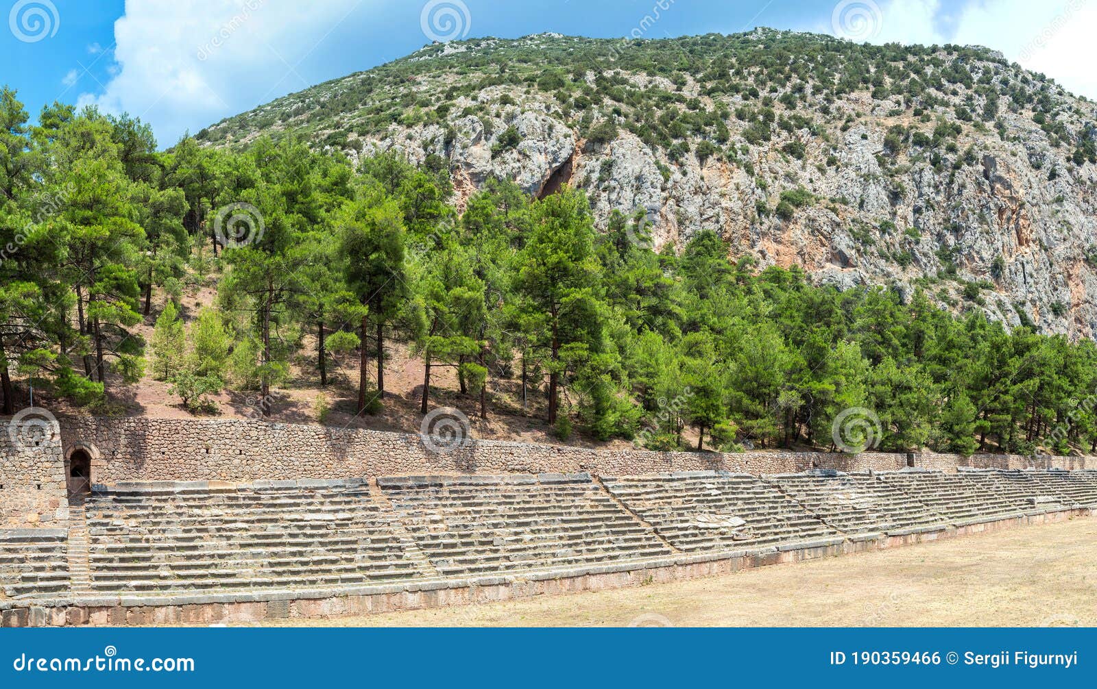 Ancient stadium in Delphi stock photo. Image of ruin - 190359466