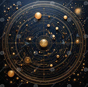 Ancient Star Map with Constellations Stock Illustration - Illustration ...