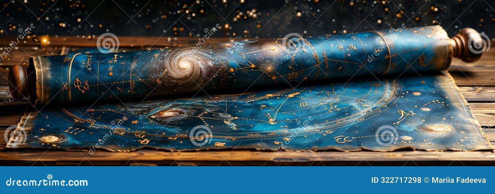 Ancient Star Map Scroll with Detailed Cosmic Illustrations ...