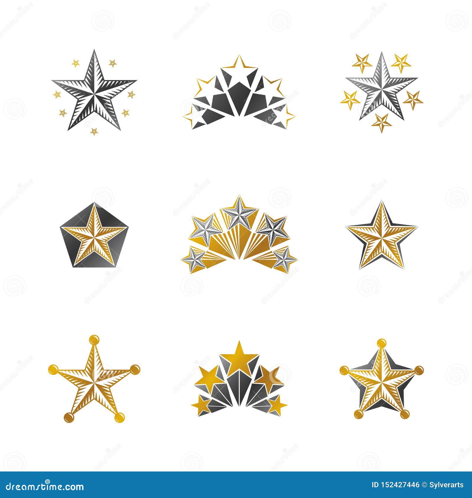 Ancient Stars Emblems Set. Heraldic Vector Design Elements Collection ...
