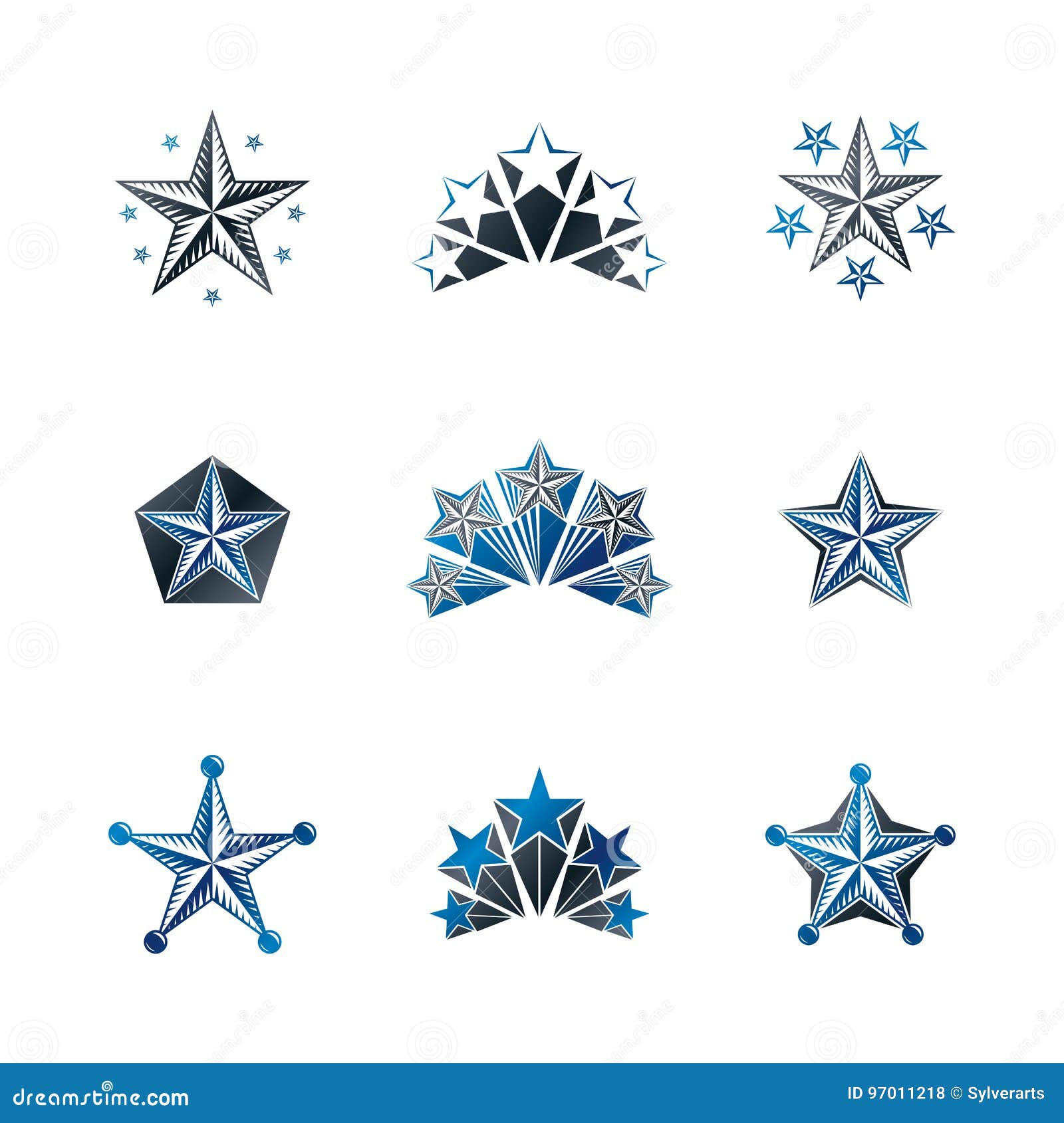Ancient Stars Emblems Set. Heraldic Vector Design Elements Collection ...
