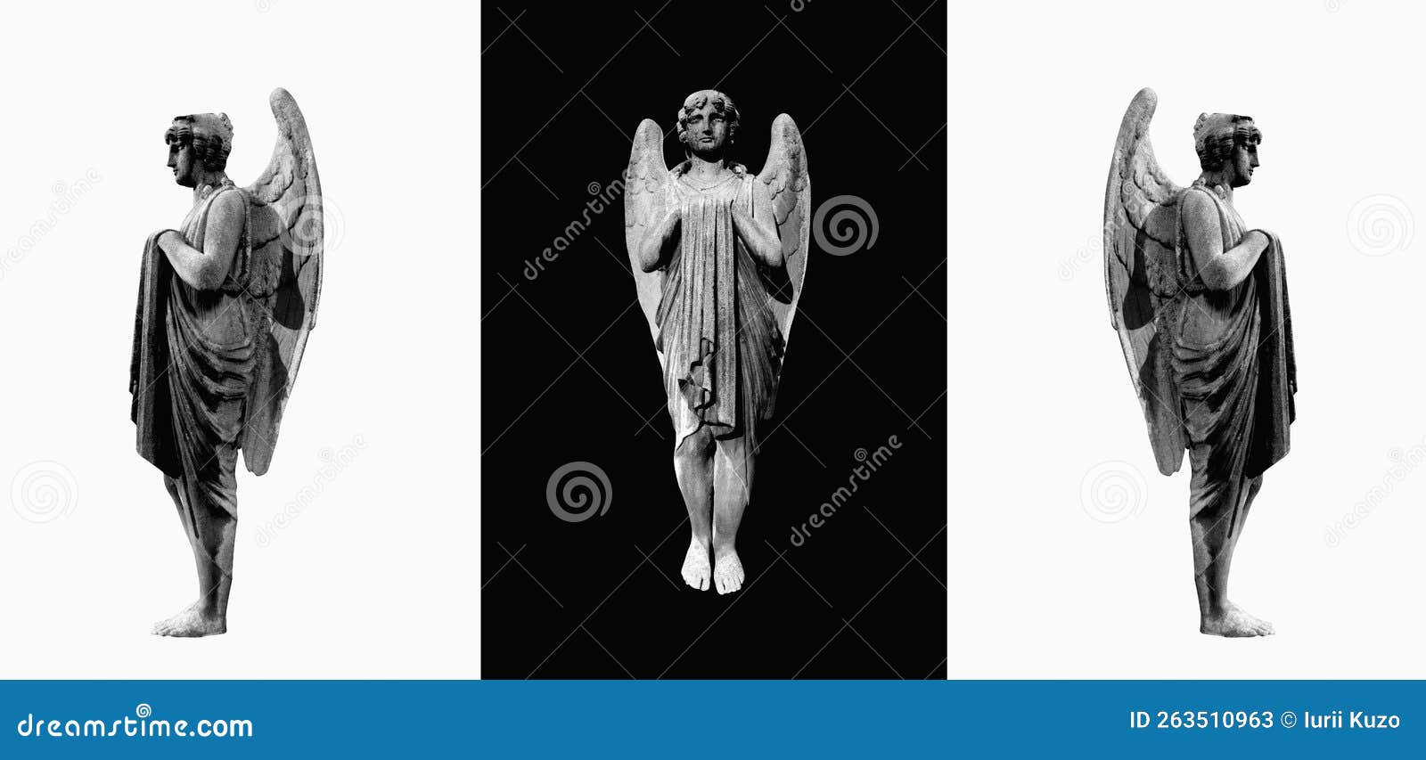 An Ancient Statue of Angel in Profile and Full Face Stock Image - Image ...
