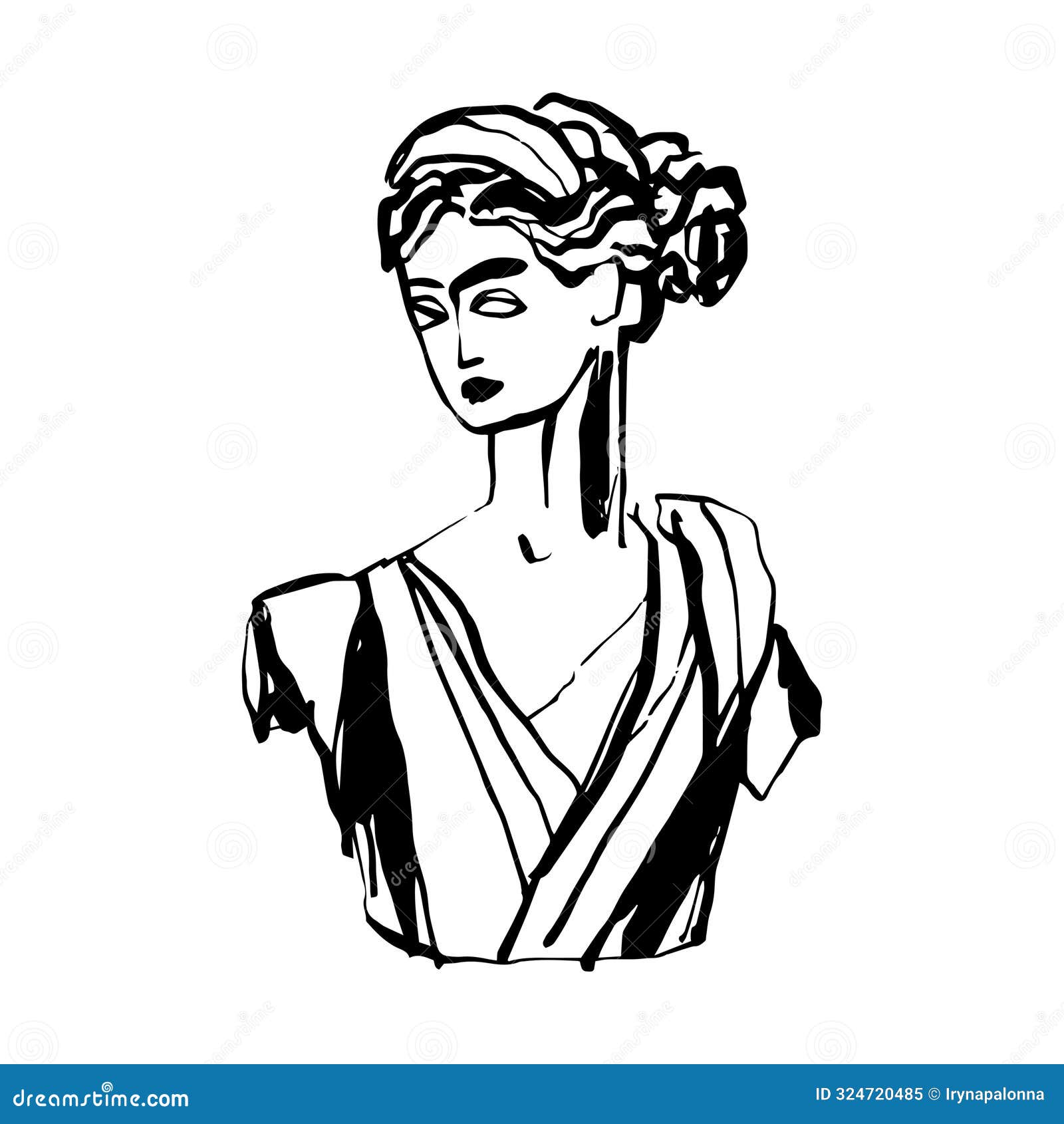 Ancient Statue, Female Bust, Hand Drawn, Line Art, Vector Illustration ...