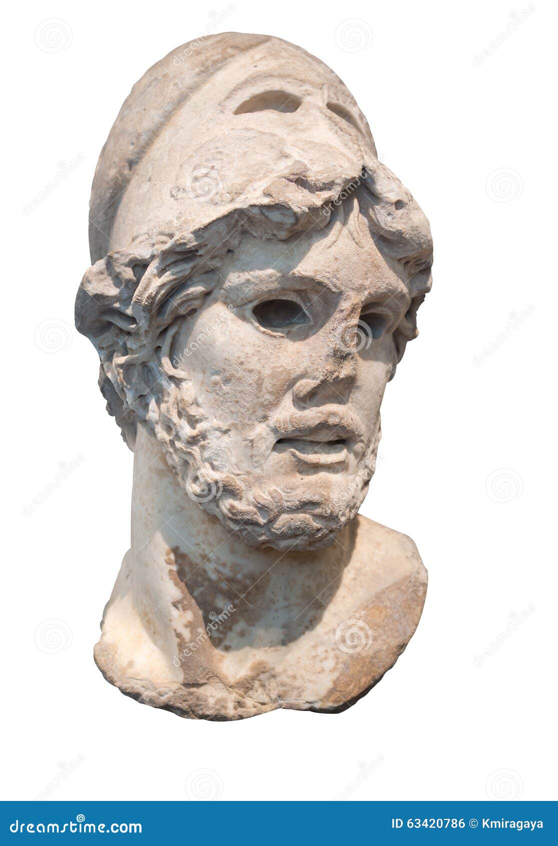 Ancient Statue of a Greek Warrior Isolated on White Stock Photo - Image ...