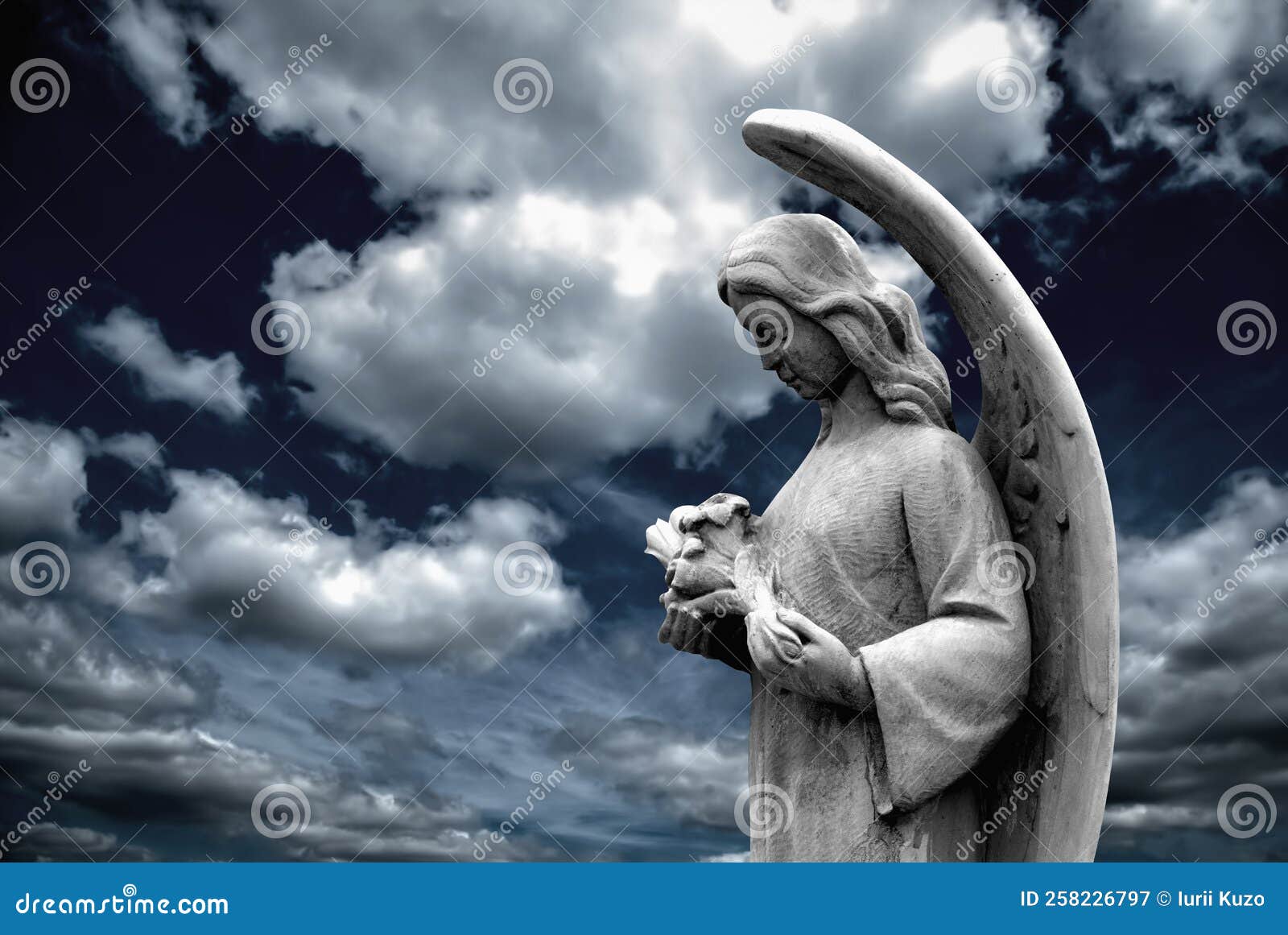 An Ancient Statue of Guardian Angel. Horizontal Image Stock Image ...