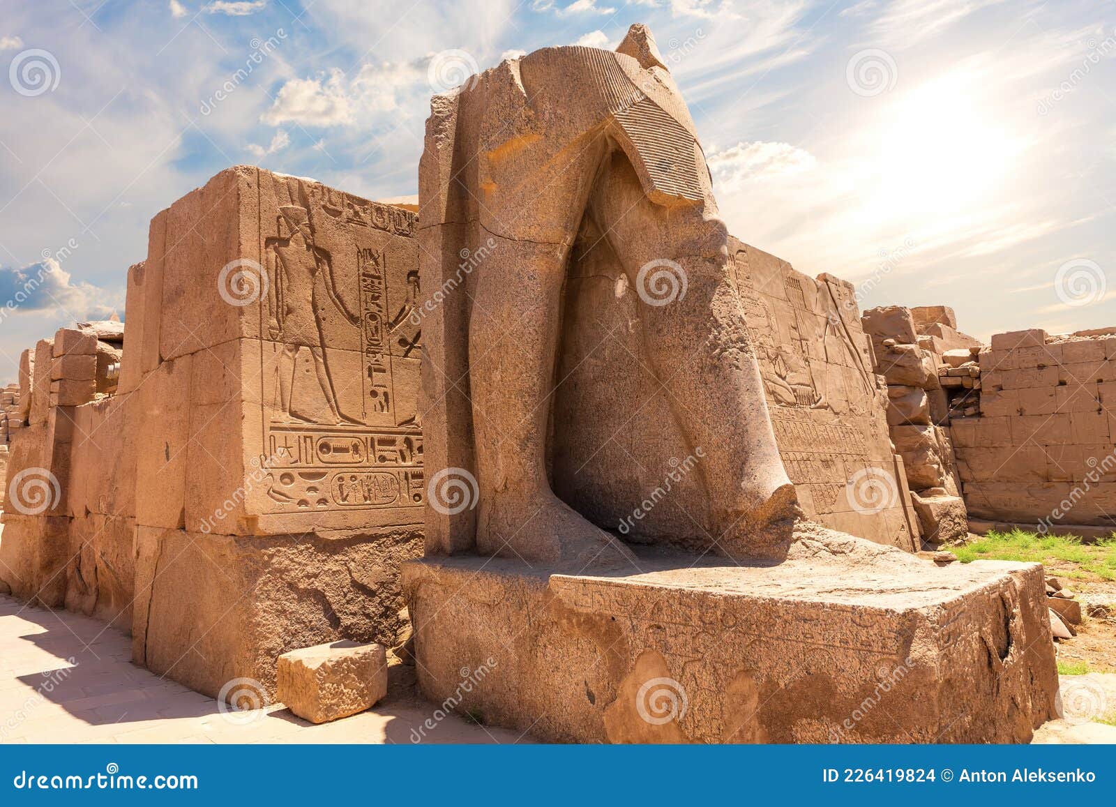 Ancient Statue Remnants, Karnak Temple of Luxor, Egypt Stock Photo ...