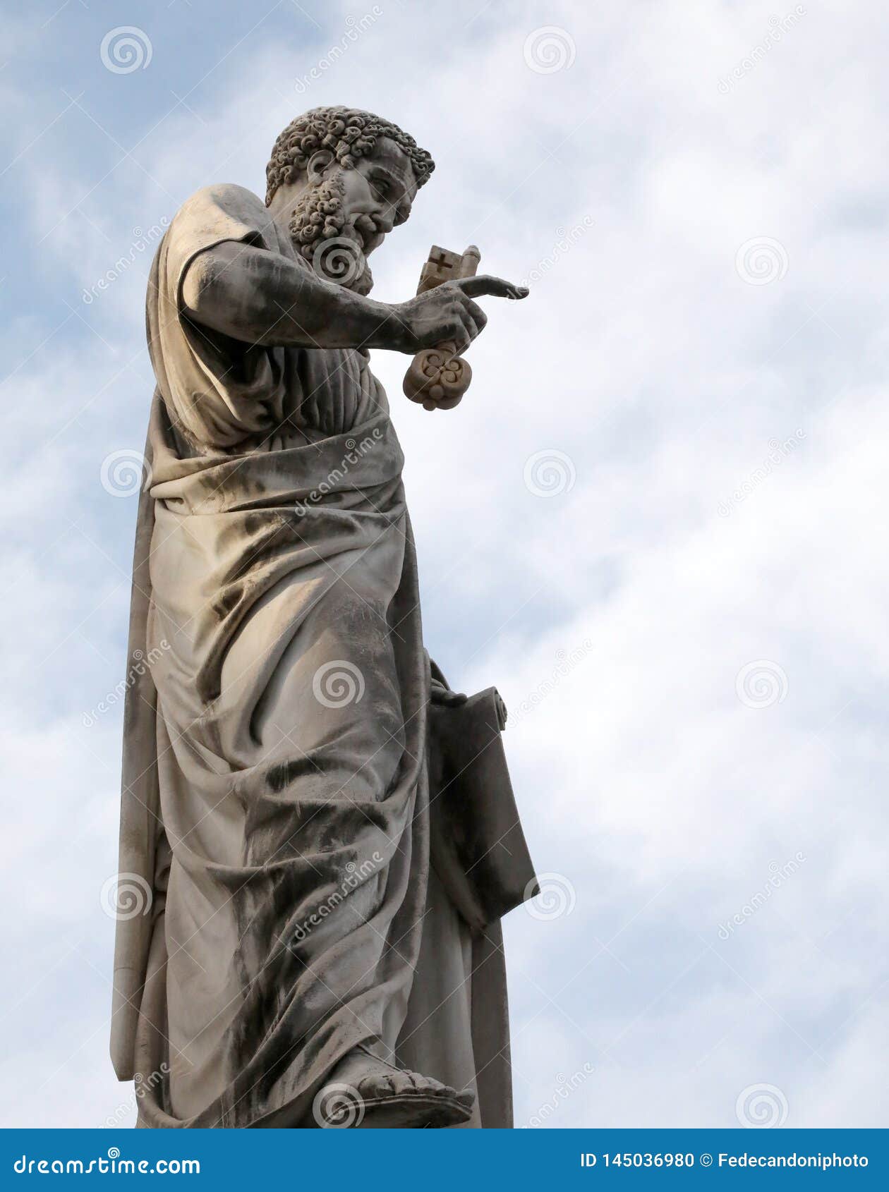 Ancient Statue of Saint Peter with Keys on the Hand Stock Photo - Image ...