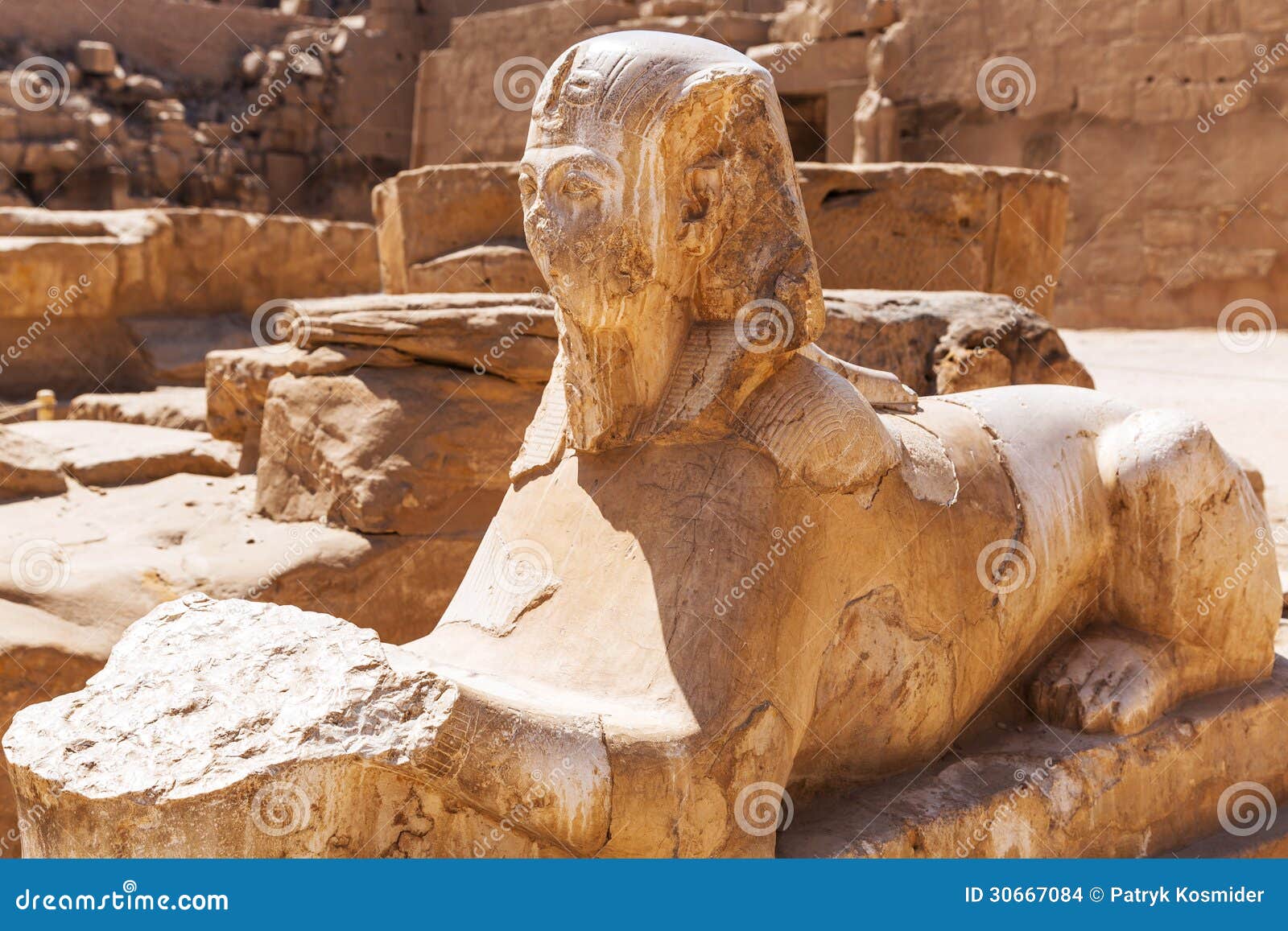 Ancient Statue of Sphinx in Karnak Temple Stock Photo - Image of ...