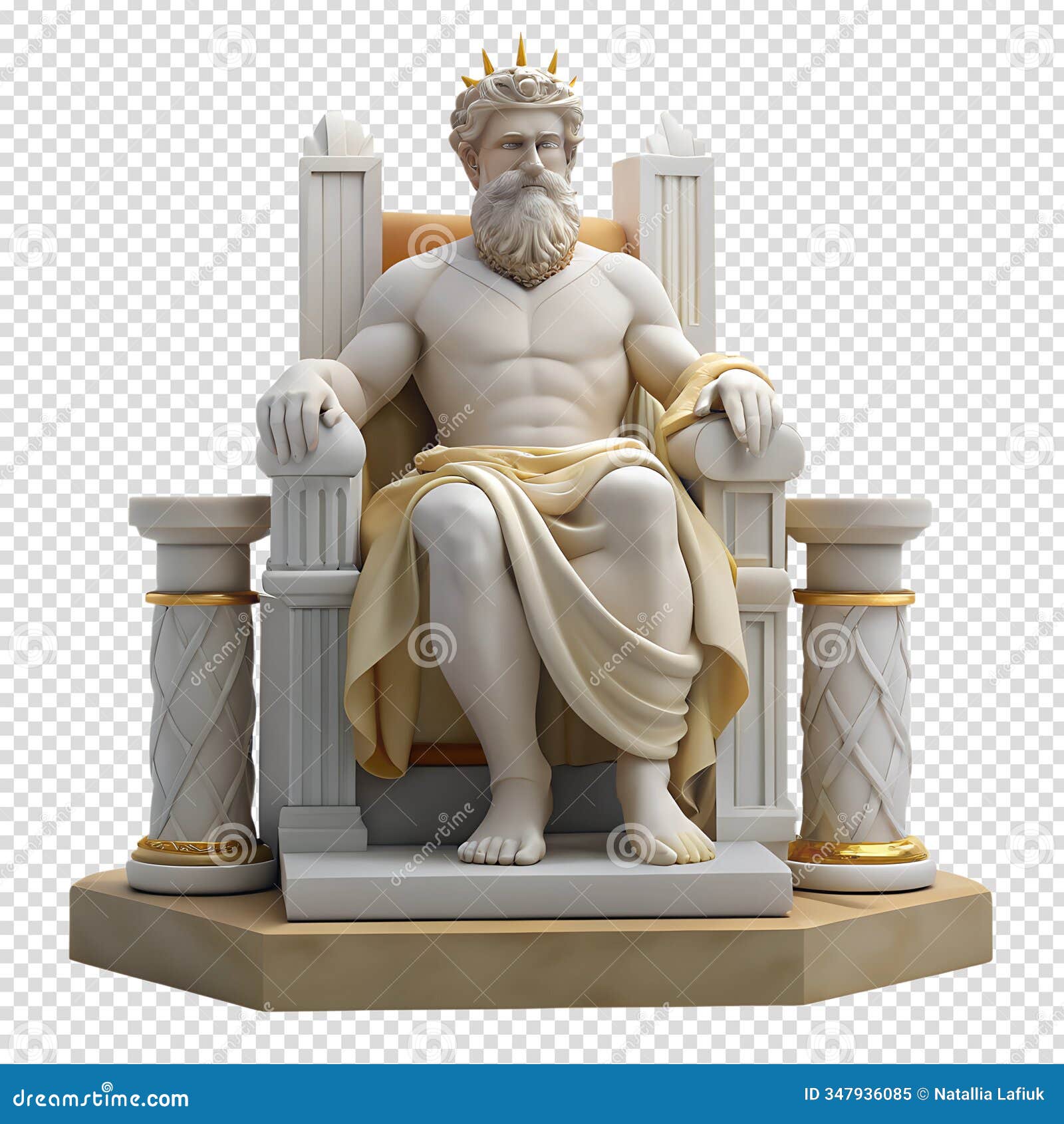 Ancient Statue of Zeus Greek Made of Marble 3d Illustration Stock ...